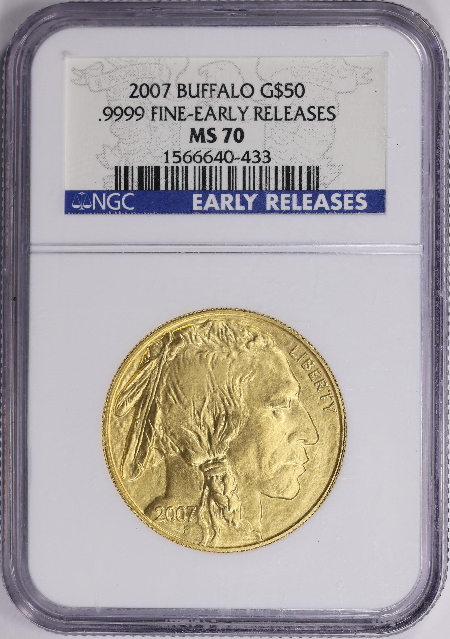 2007 $50 One-Ounce Gold American Buffalo Early Releases NGC MS-70 (Item 1685218 ...