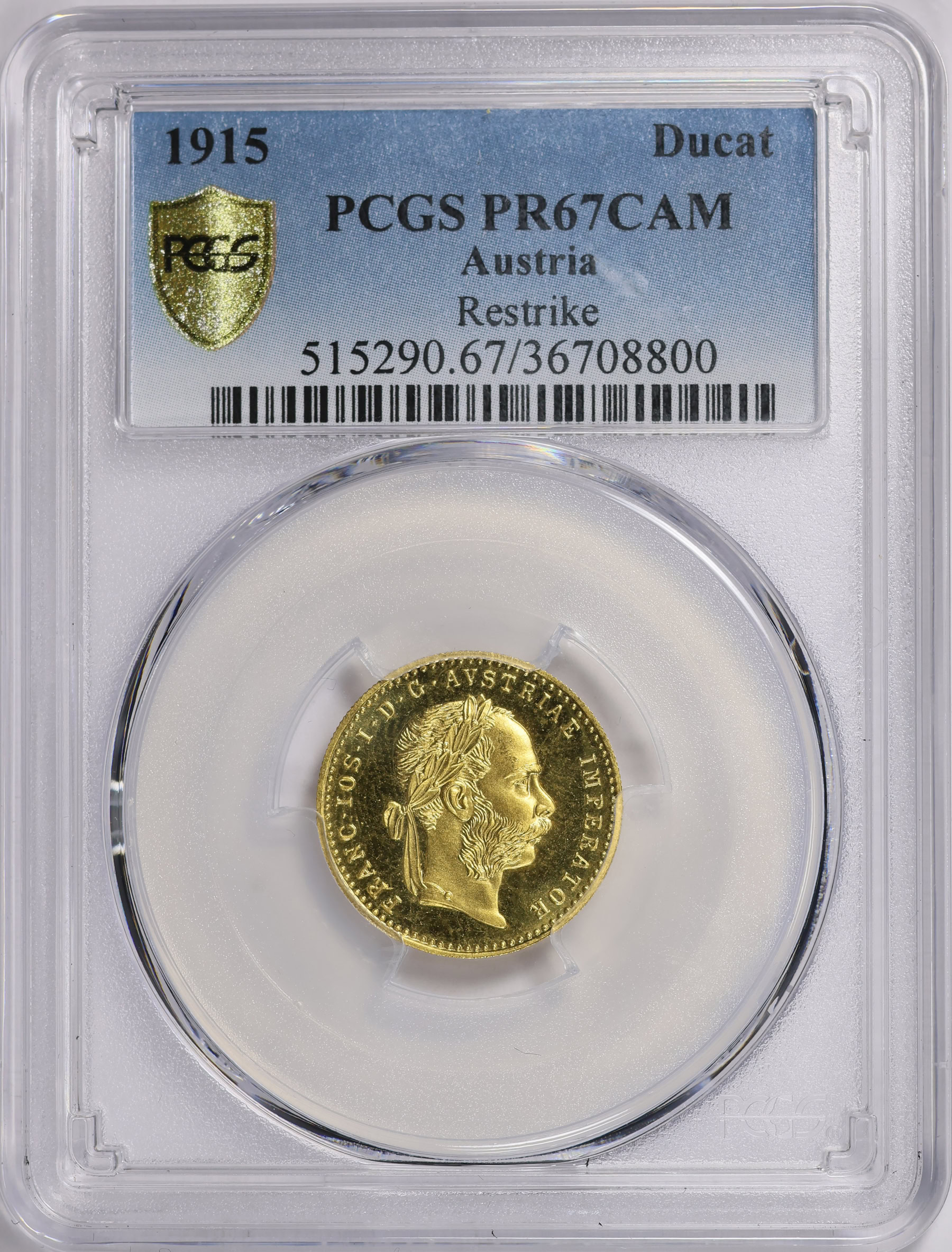 Austrian States 1915 Gold Ducat Restrike KM-2267 PCGS Proof-67 CAMEO ...