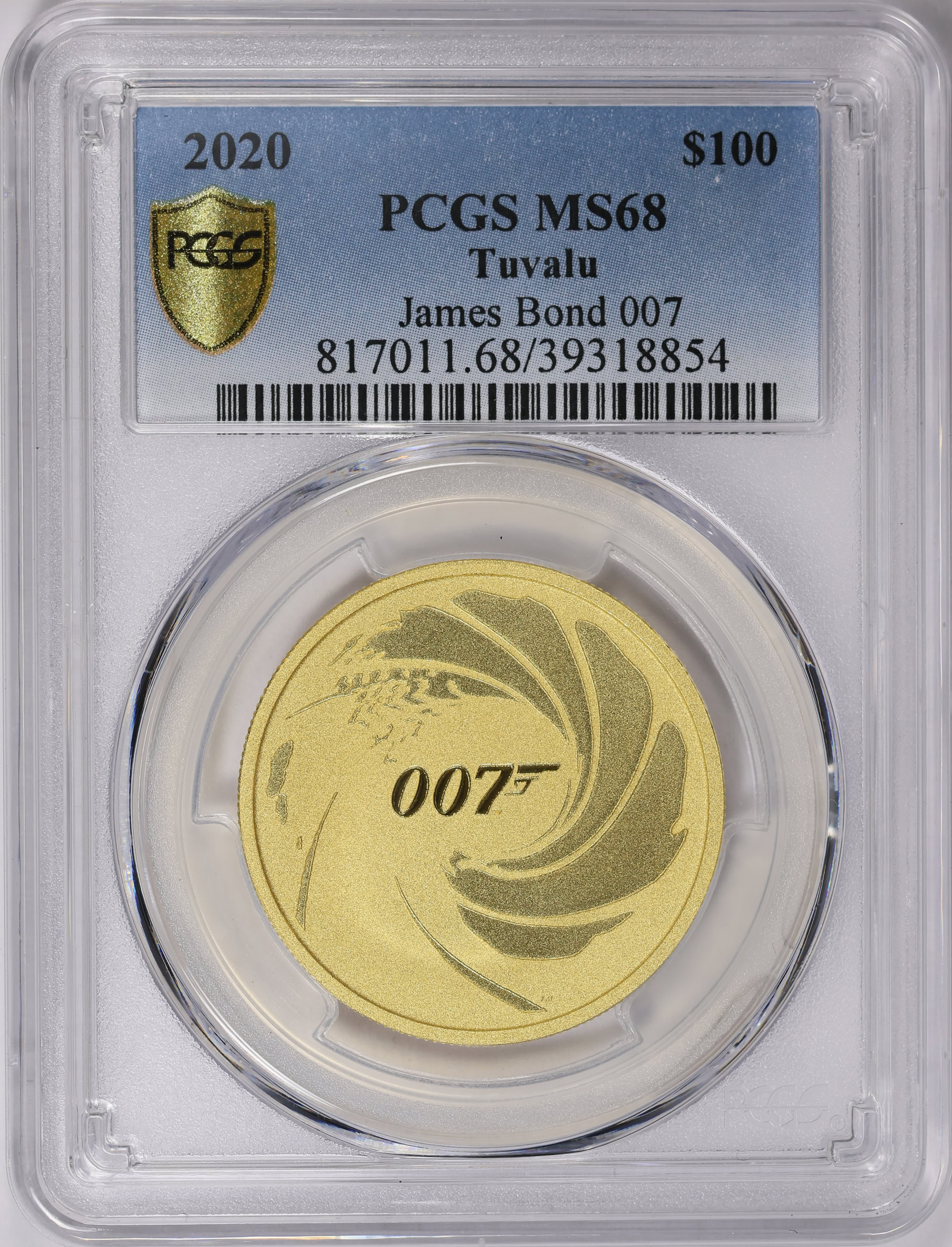 Tuvalu 2020 Gold $100 James Bond 007 PCGS MS-68 (AGW = 0.999 oz.) (Item ...