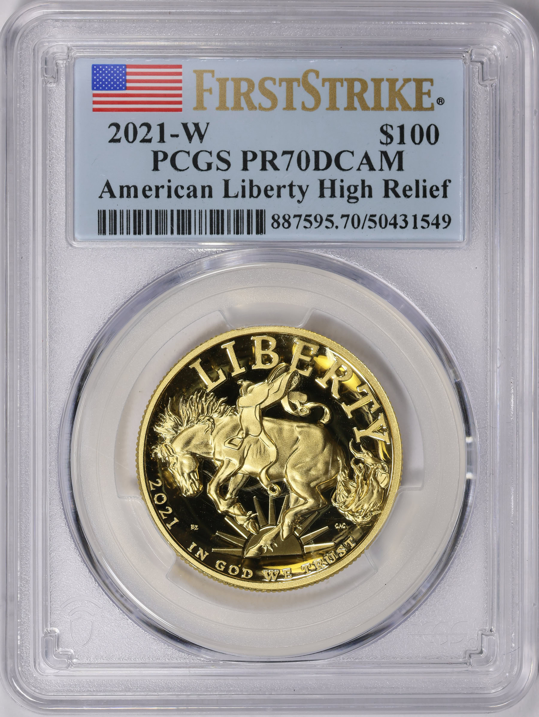 2021-W Gold $100 American Liberty High Relief PCGS Proof-70 DCAM (Item ...