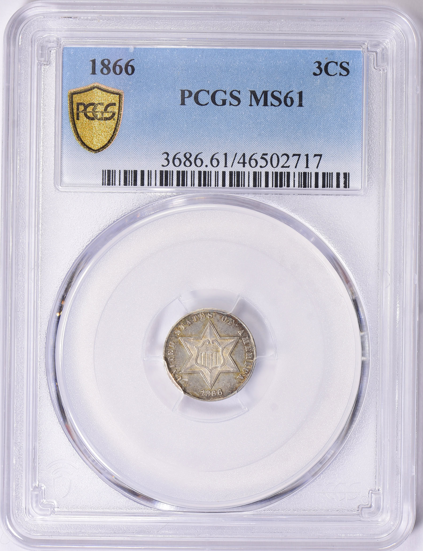 1866 Silver Three-Cent Piece PCGS MS-61 (Toned) (Item 1685754 ...