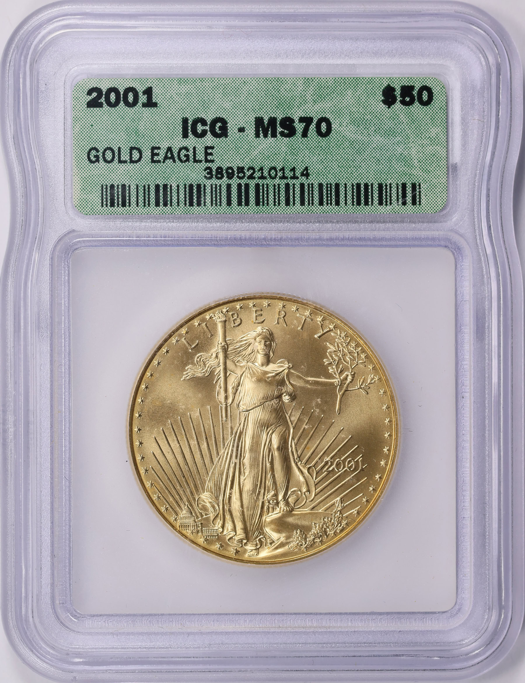 2001 $50 One-Ounce Gold American Eagle ICG MS-70 (Item 1685822) | GreatCollections Coin Auctions