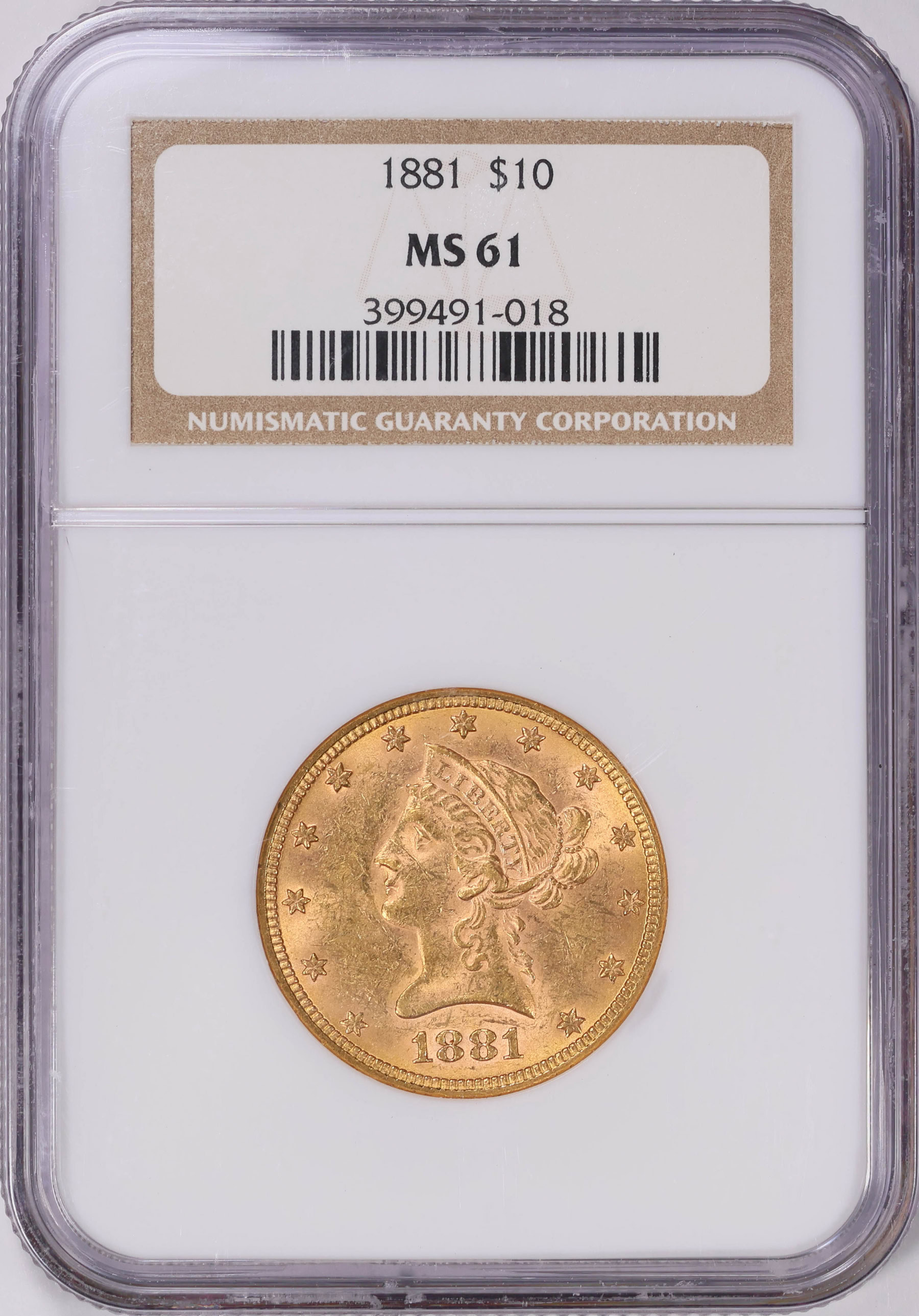 1881 Liberty Gold Eagle NGC MS-61 (Item 1685843) | GreatCollections Coin Auctions