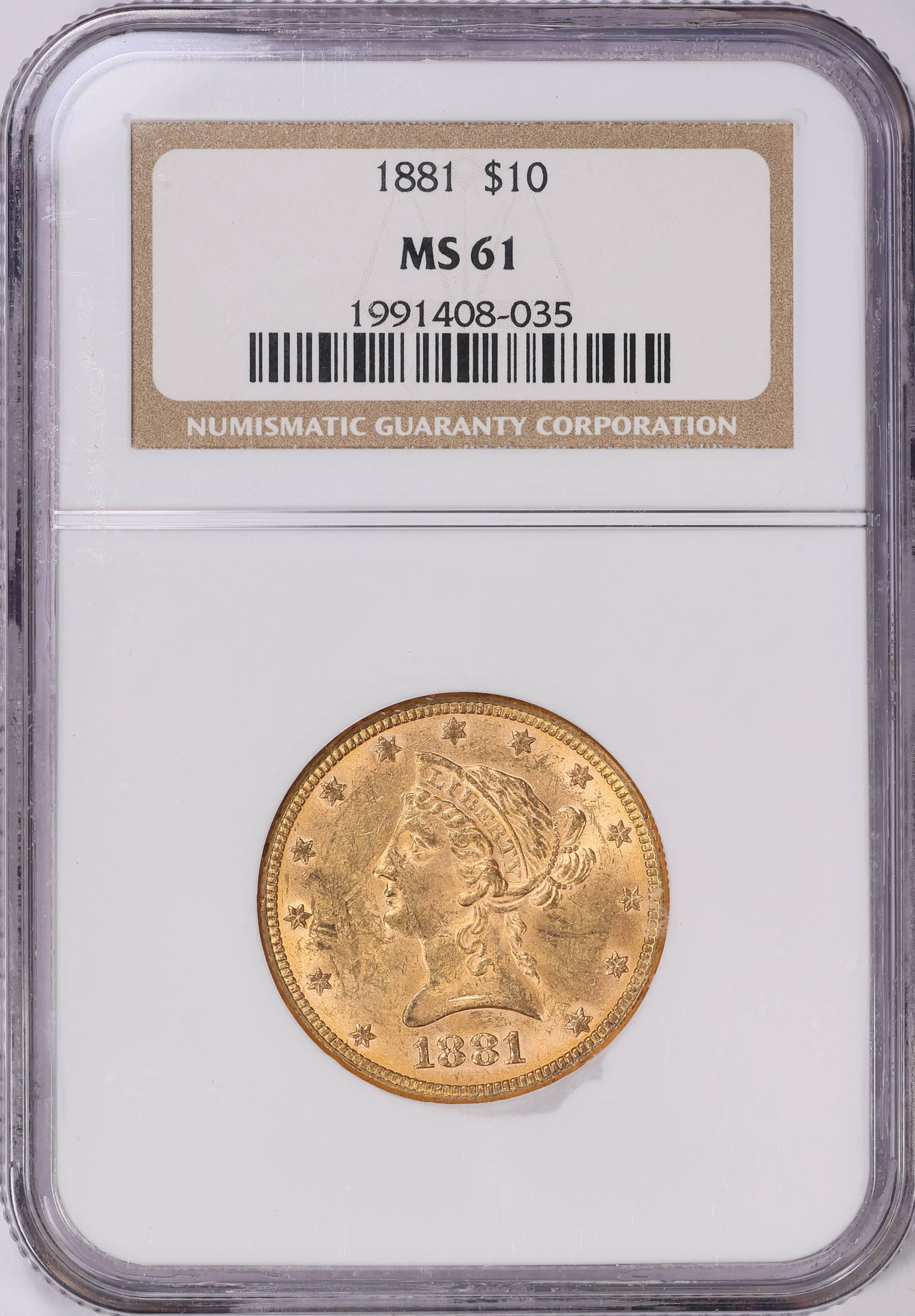 1881 Liberty Gold Eagle NGC MS-61 (Item 1685849) | GreatCollections Coin Auctions