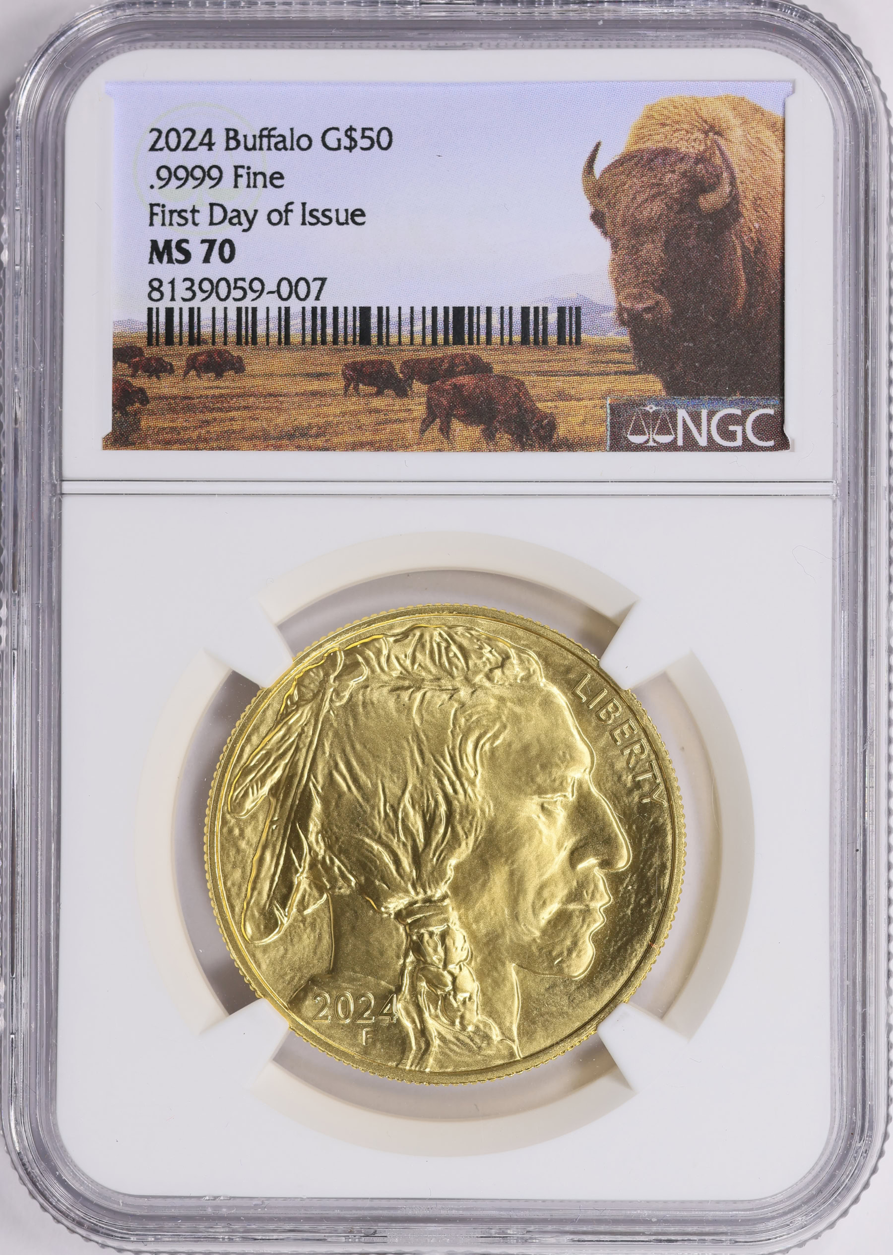 2024 $50 One-Ounce Gold American Buffalo First Day of Issue NGC MS-70 (Buffalo Label) | NGC Cert ...