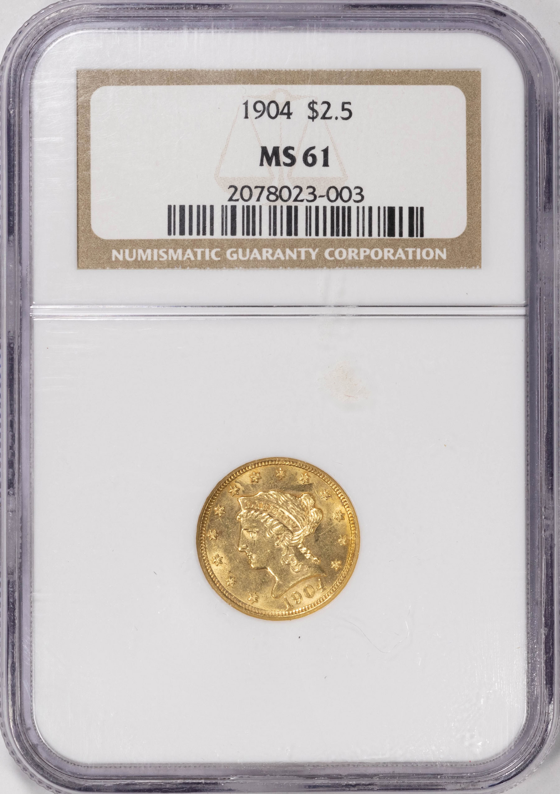 1904 Liberty Gold Quarter Eagle NGC MS-61 (Item 1686031) | GreatCollections Coin Auctions