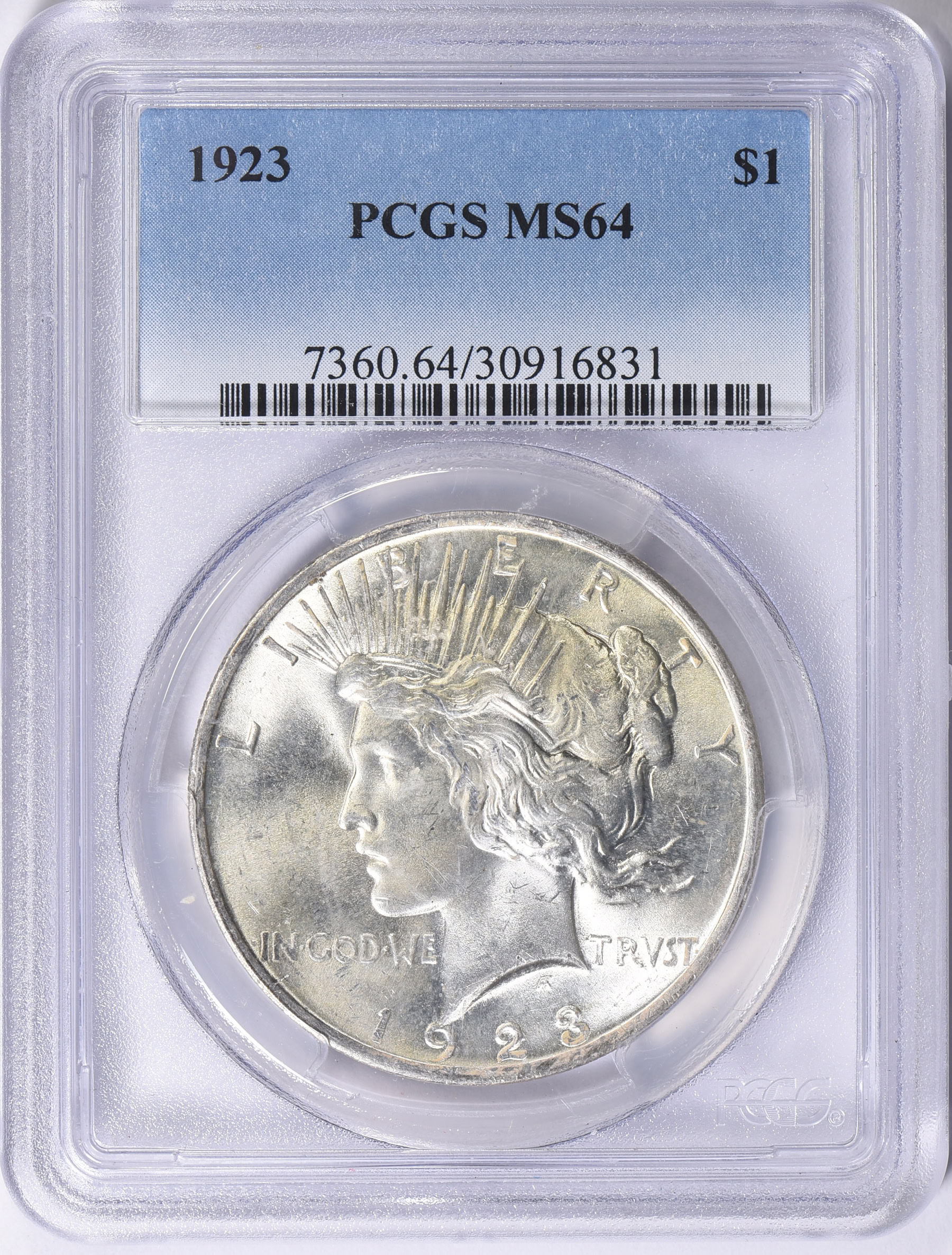1923 Peace Silver Dollar PCGS MS-64 (Item 1686211) | GreatCollections Coin Auctions