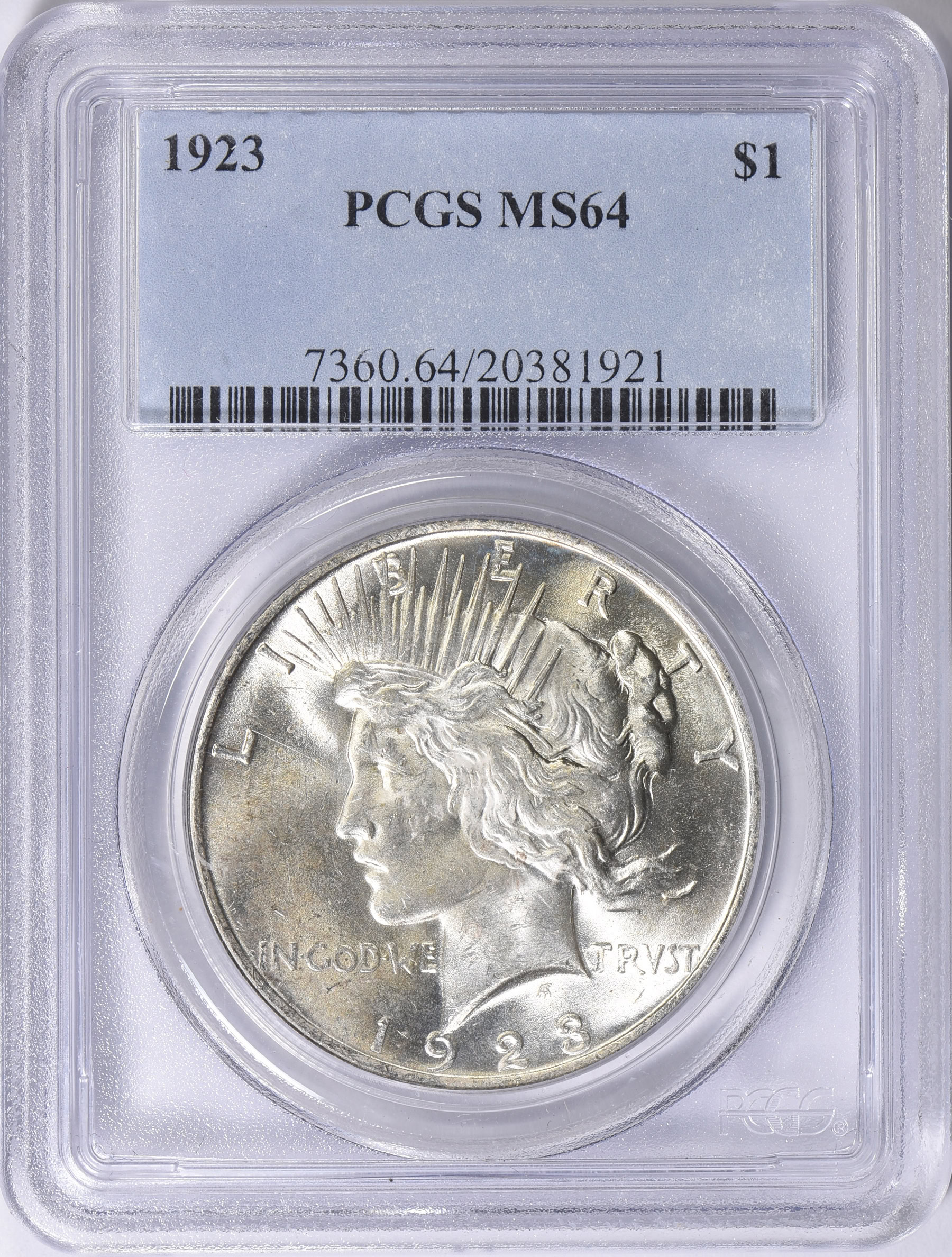 1923 Peace Silver Dollar PCGS MS-64 (Item 1686212) | GreatCollections Coin Auctions