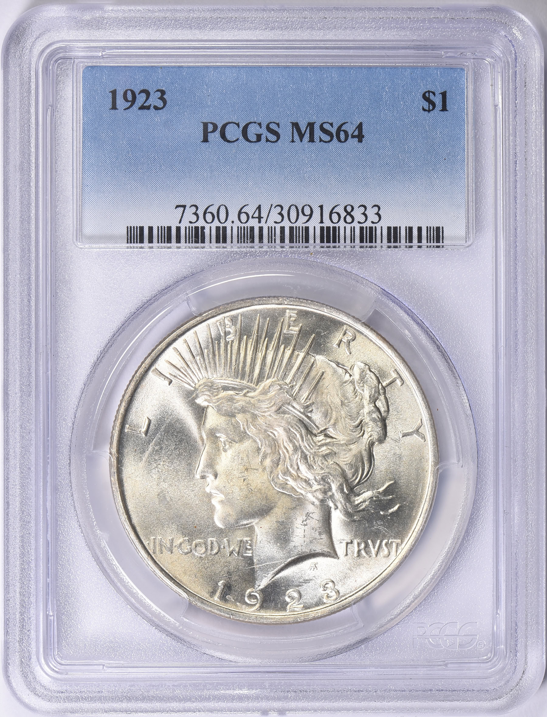 1923 Peace Silver Dollar PCGS MS-64 (Item 1686220) | GreatCollections Coin Auctions