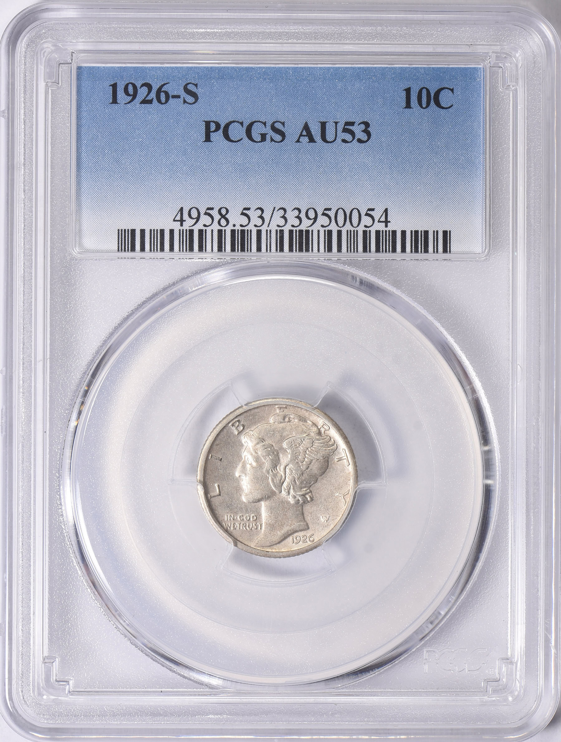 1926-S Mercury Dime PCGS AU-53 (Item 1686247) | GreatCollections Coin ...