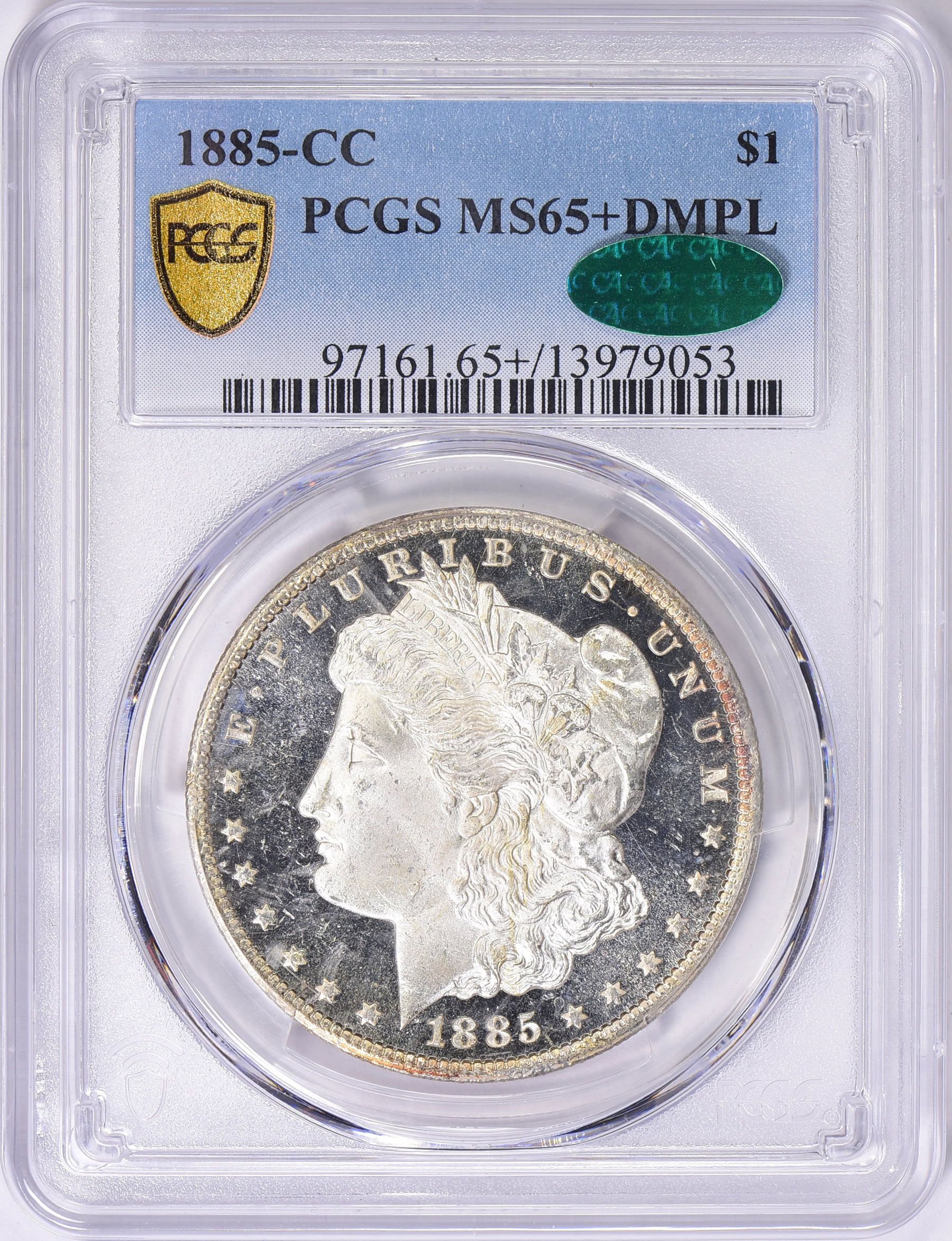 1885-CC Morgan Silver Dollar PCGS MS-65+ DMPL (CAC Green) (Item 1686359) | GreatCollections Coin ...