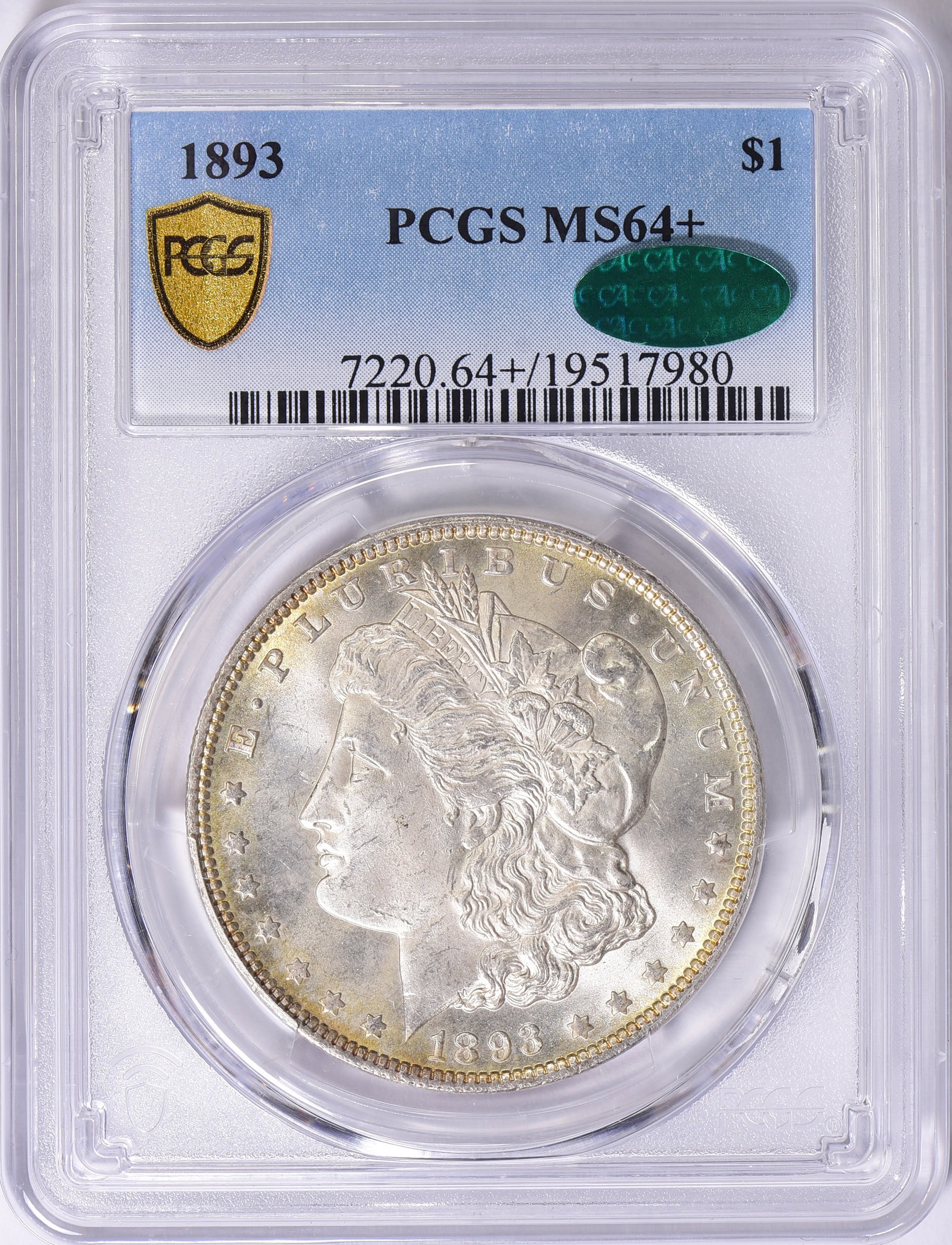 1893 Morgan Silver Dollar PCGS MS-64+ (CAC Green) (Item 1686361 ...