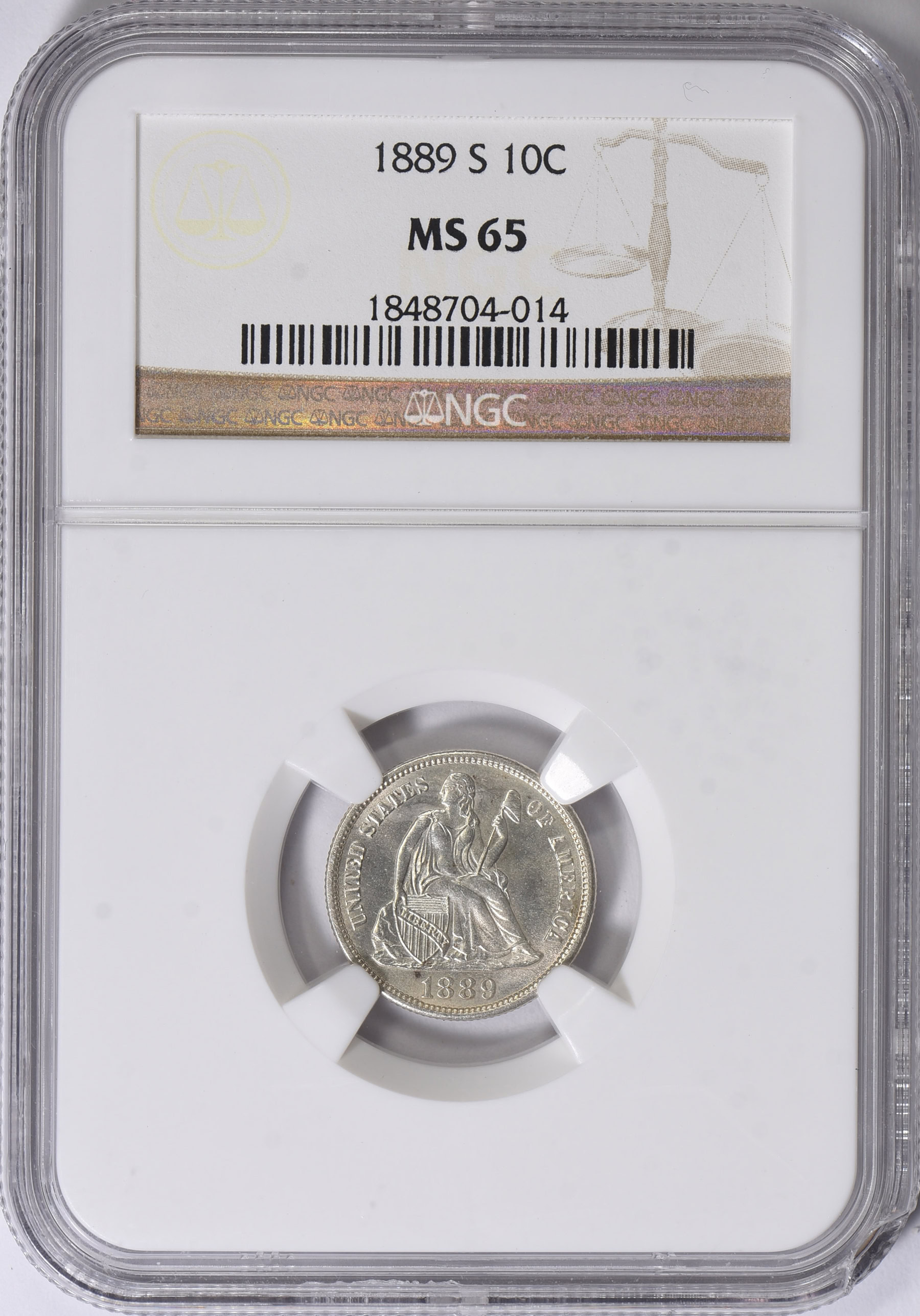 1889-S Seated Liberty Dime NGC MS-65 (Item 1686413) | GreatCollections ...