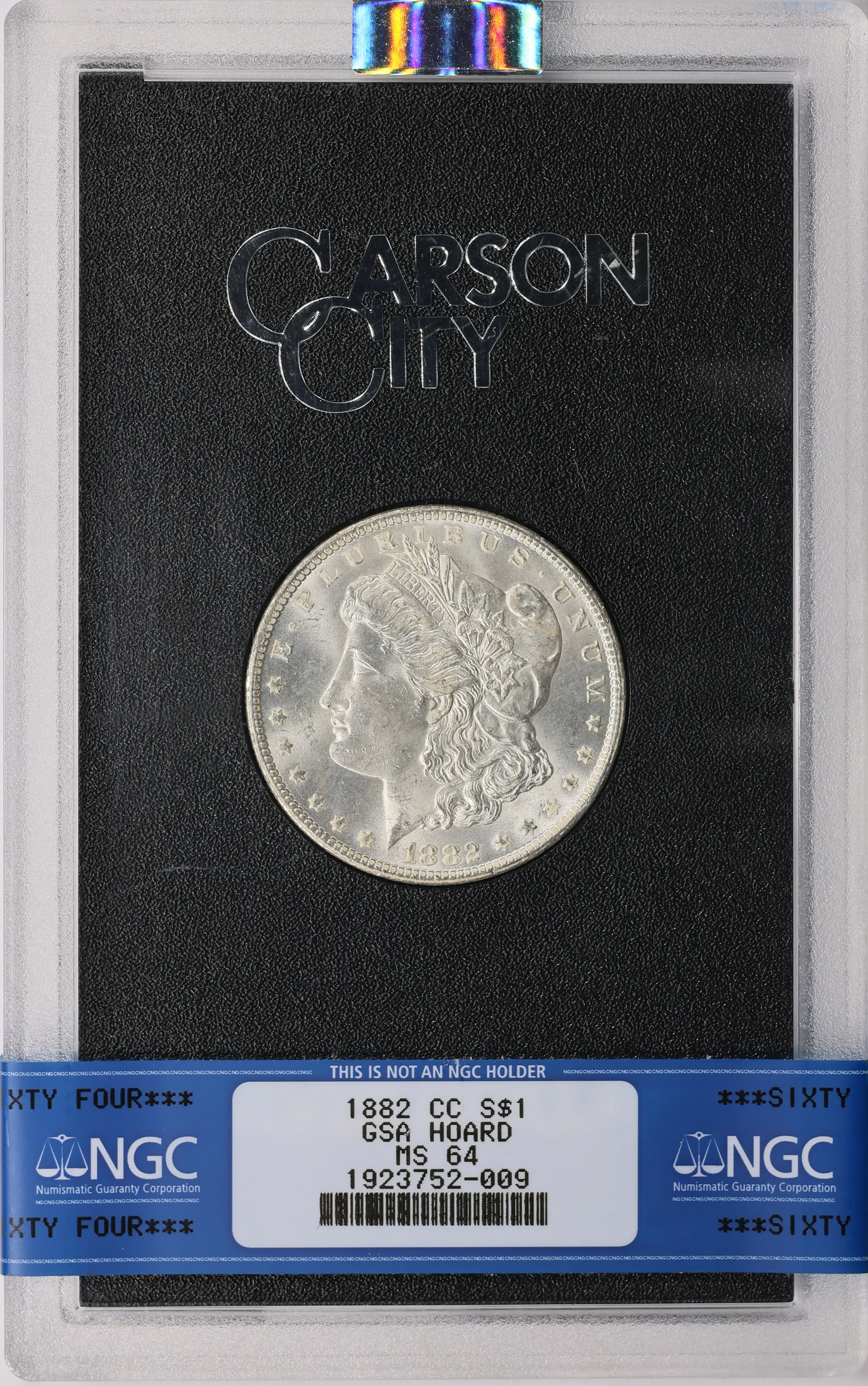1882-CC Morgan Silver Dollar GSA Hoard NGC MS-64 (GSA Holder) (Item 1686496) | GreatCollections ...