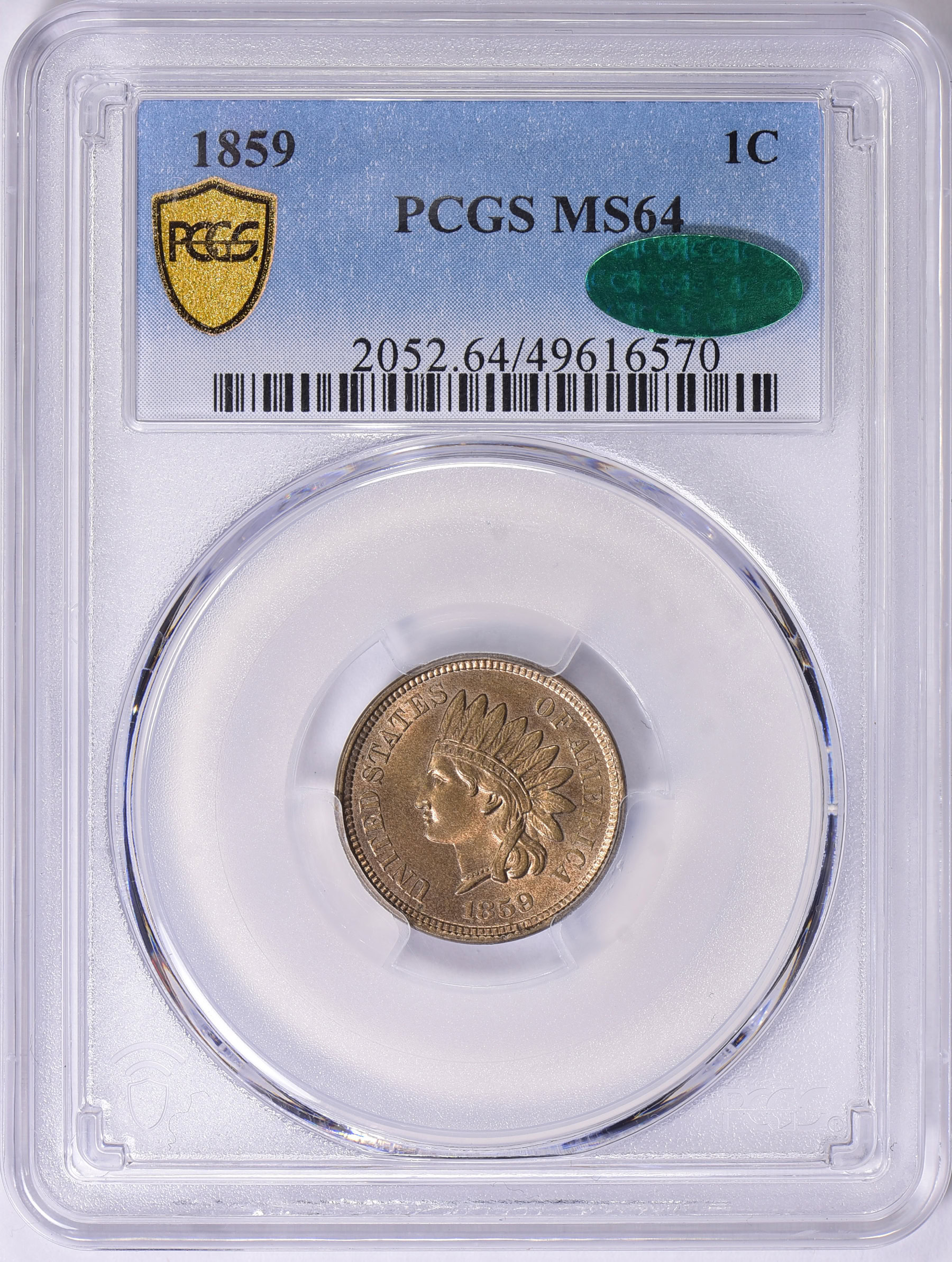 1859 Indian Cent PCGS MS-64 (CAC Green) (Item 1686501) | GreatCollections Coin Auctions
