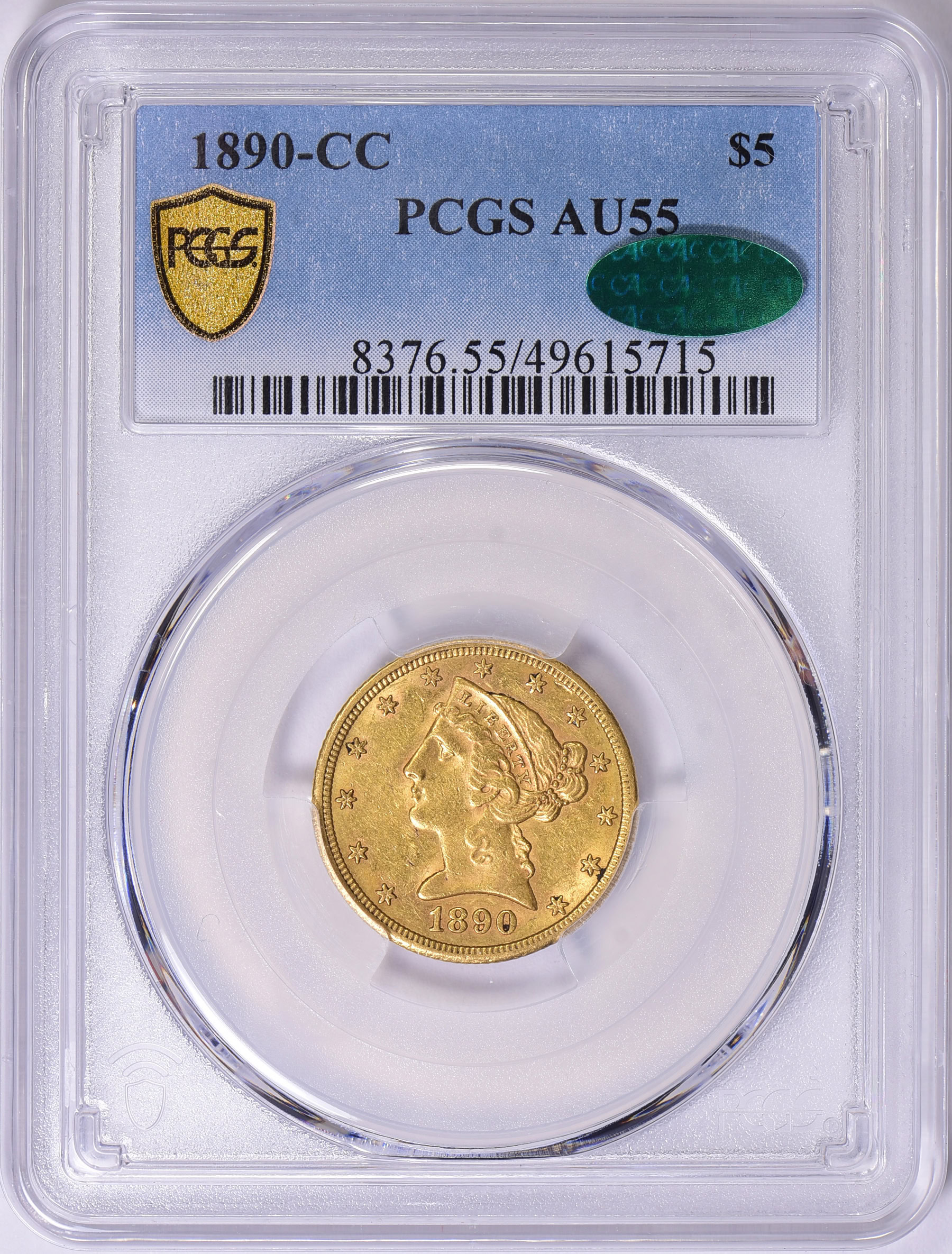 1890-CC Liberty Gold Half Eagle PCGS AU-55 (CAC Green) (Item 1686521) | GreatCollections Coin ...