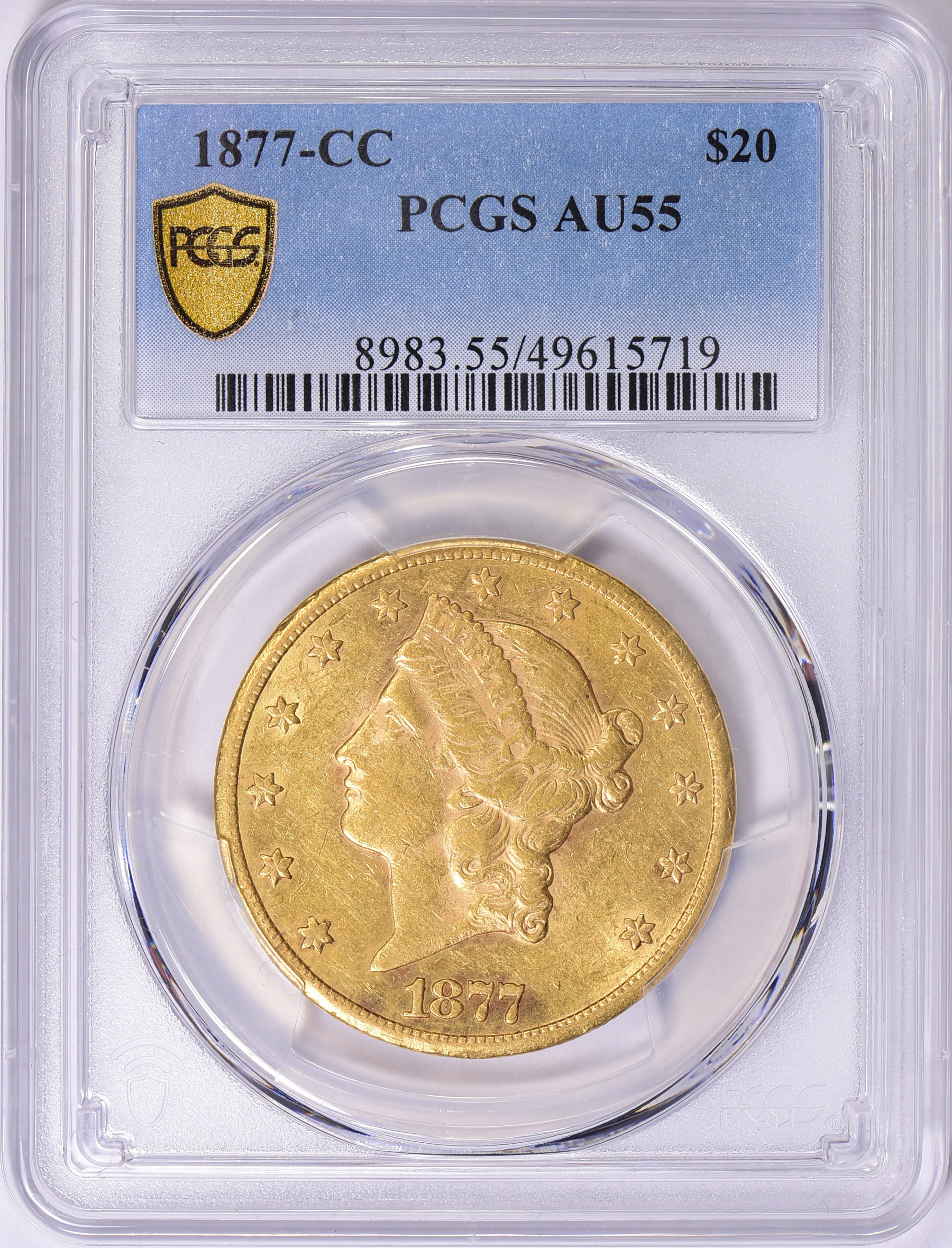 1877-CC Liberty Gold Double Eagle PCGS AU-55 (Item 1686522) | GreatCollections Coin Auctions