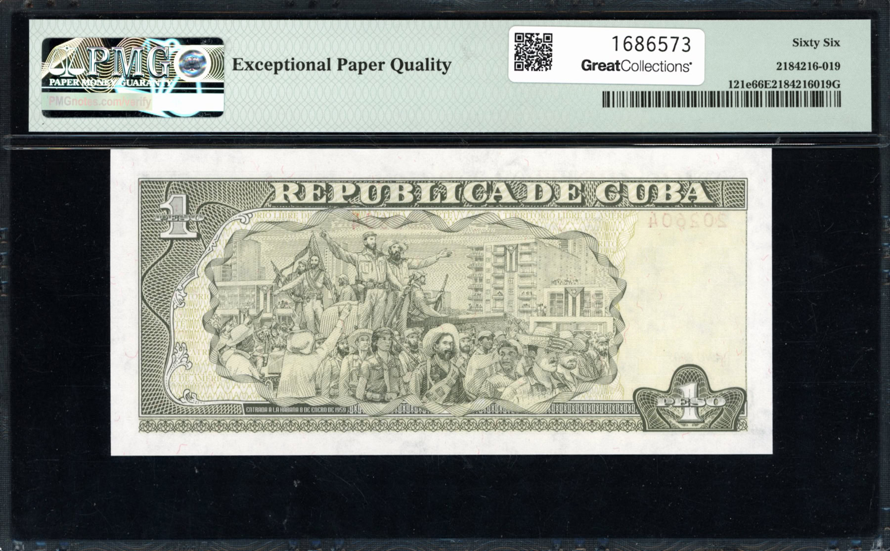 Cuba 2005 1 Peso Banco Central de Cuba Note SCWPM-121e PMG Gem Uncirculated 66 EPQ | PMG Cert ...