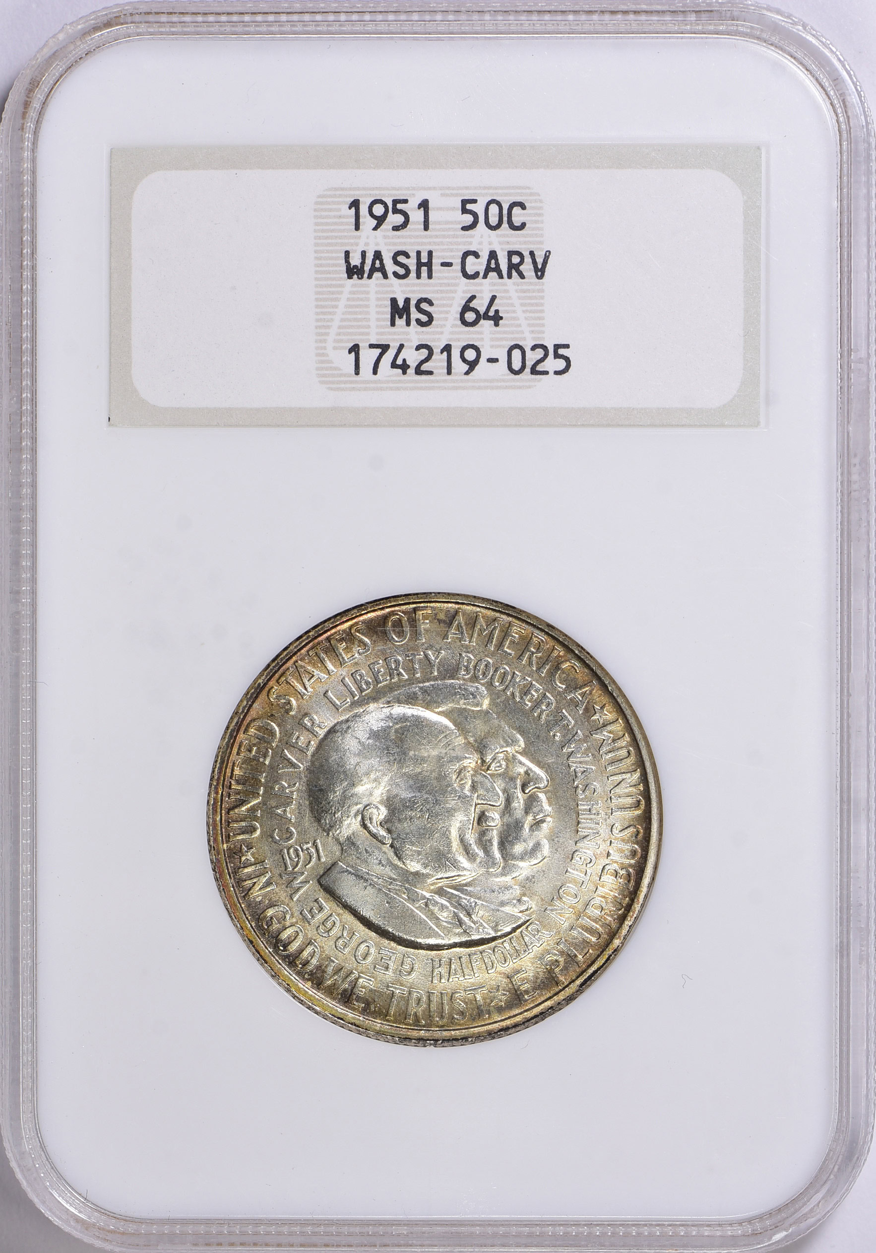 1951 Carver/Washington Commemorative Half Dollar NGC MS-64 OH (Toned ...