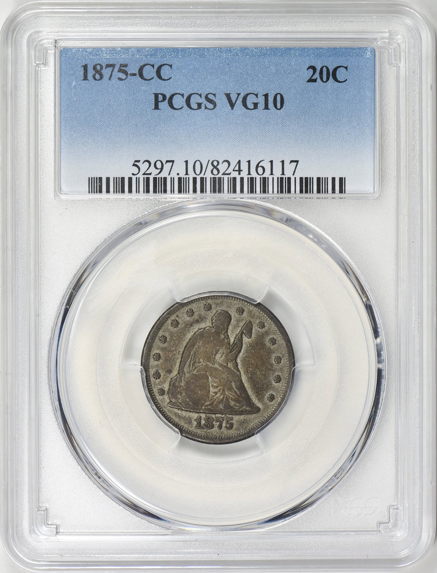 1875-CC Twenty-Cent Piece PCGS VG-10 (Item 1686606) | GreatCollections Coin Auctions