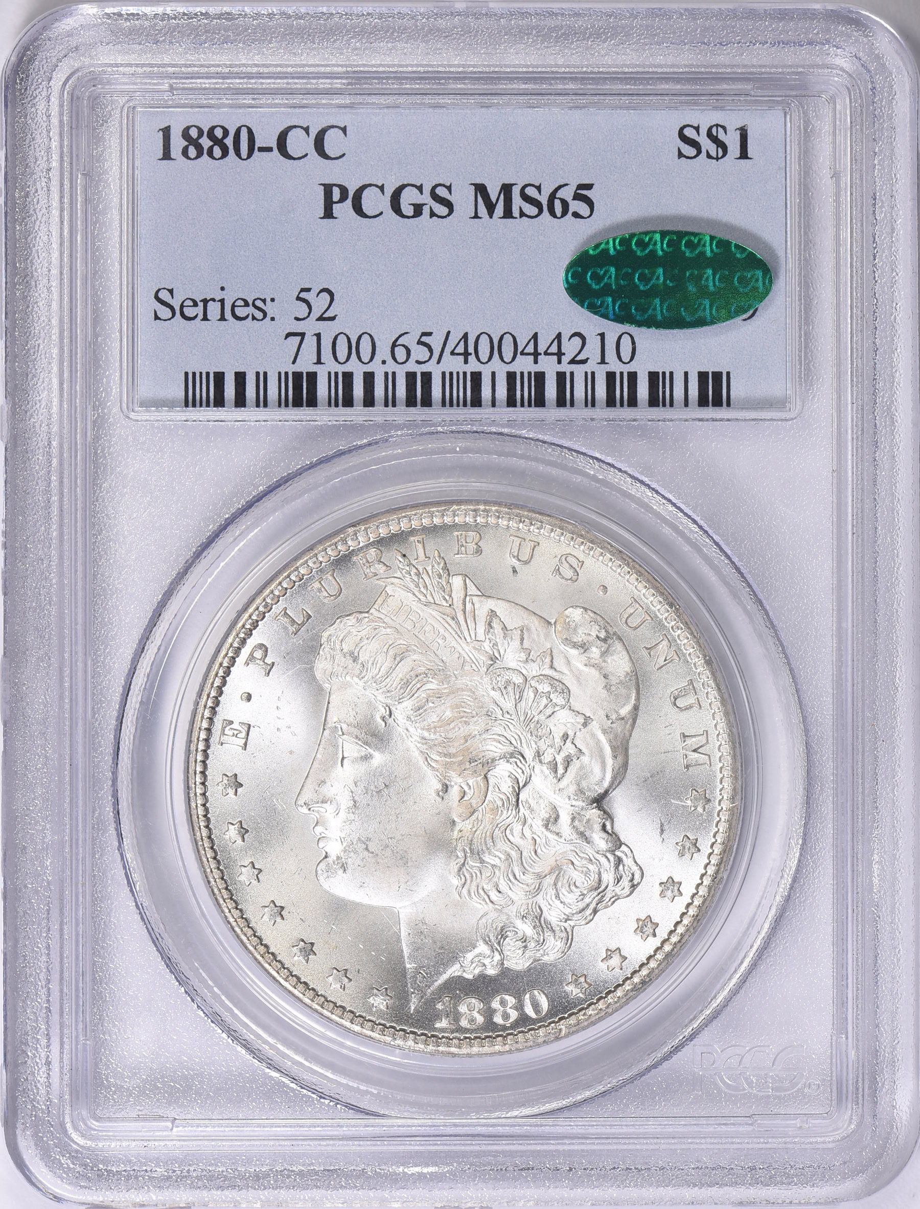 1880-CC Morgan Silver Dollar PCGS MS-65 (CAC Green) (Item 1686736) | GreatCollections Coin Auctions