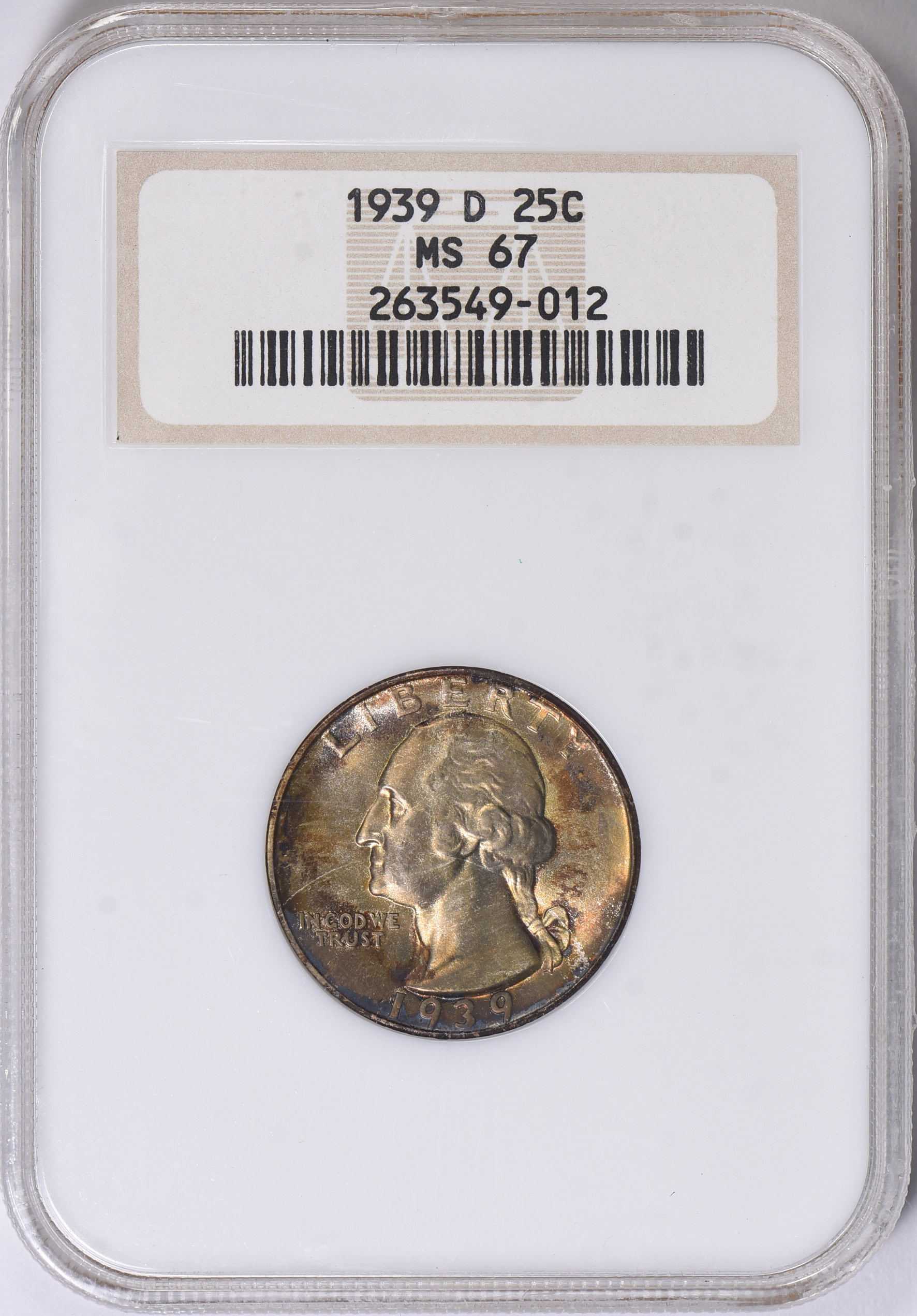 1939-D Washington Quarter NGC MS-67 OH (Toned) (Item 1686756 ...