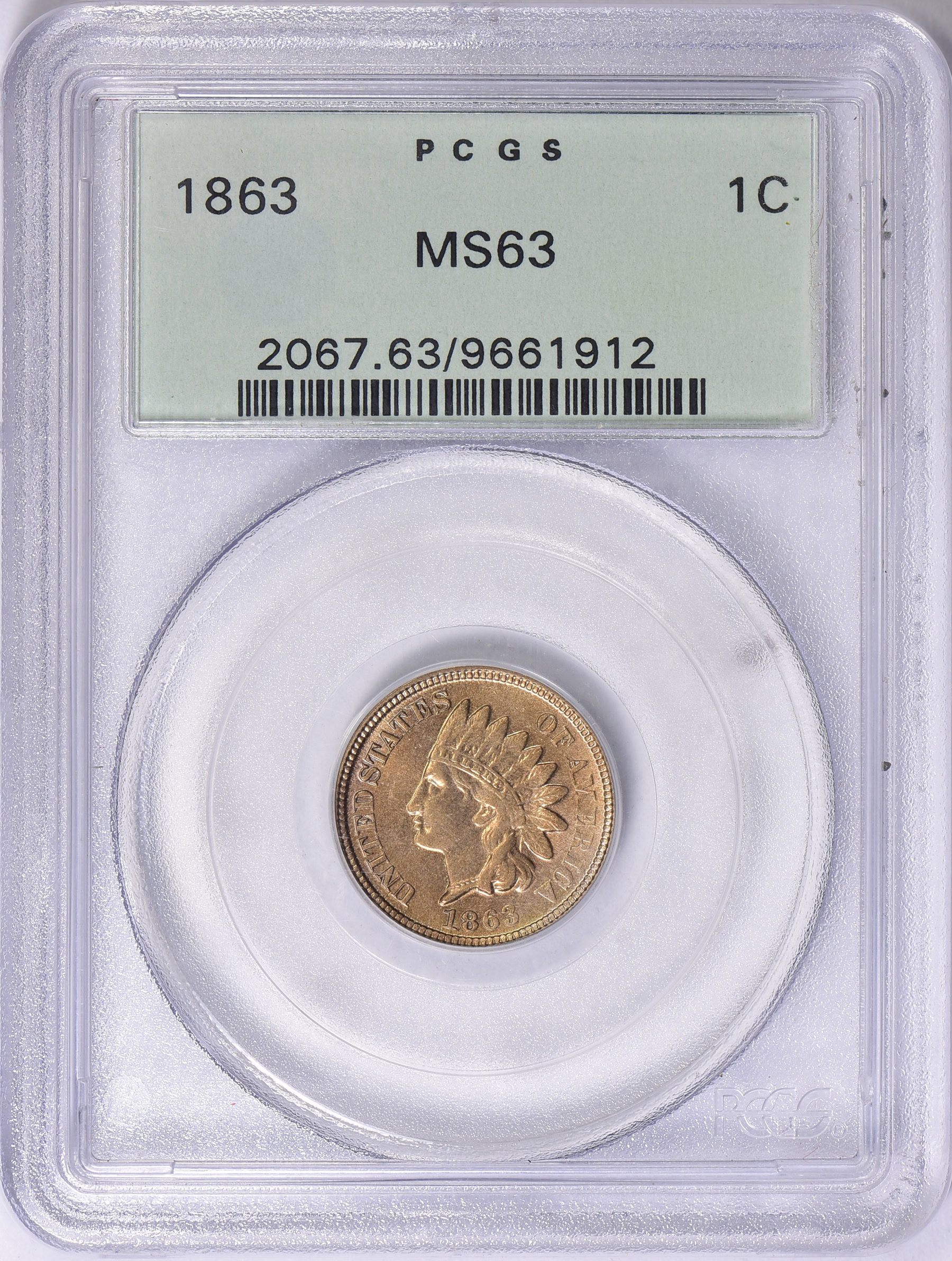 1863 Indian Cent PCGS MS-63 OGH (Item 1686762) | GreatCollections Coin ...