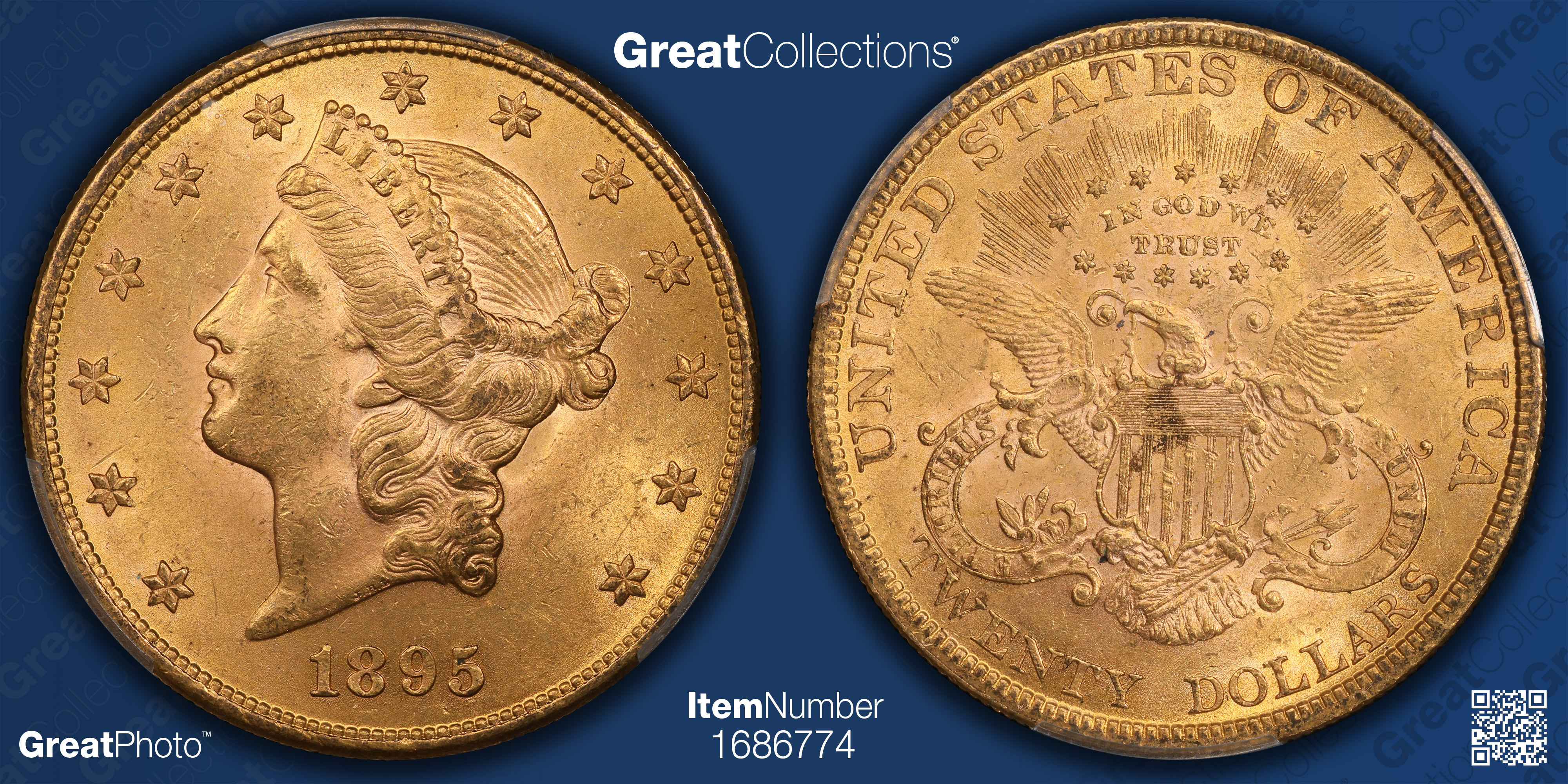 1895 Liberty Gold Double Eagle PCGS MS-62 (CAC Green) (Item 1686774 ...