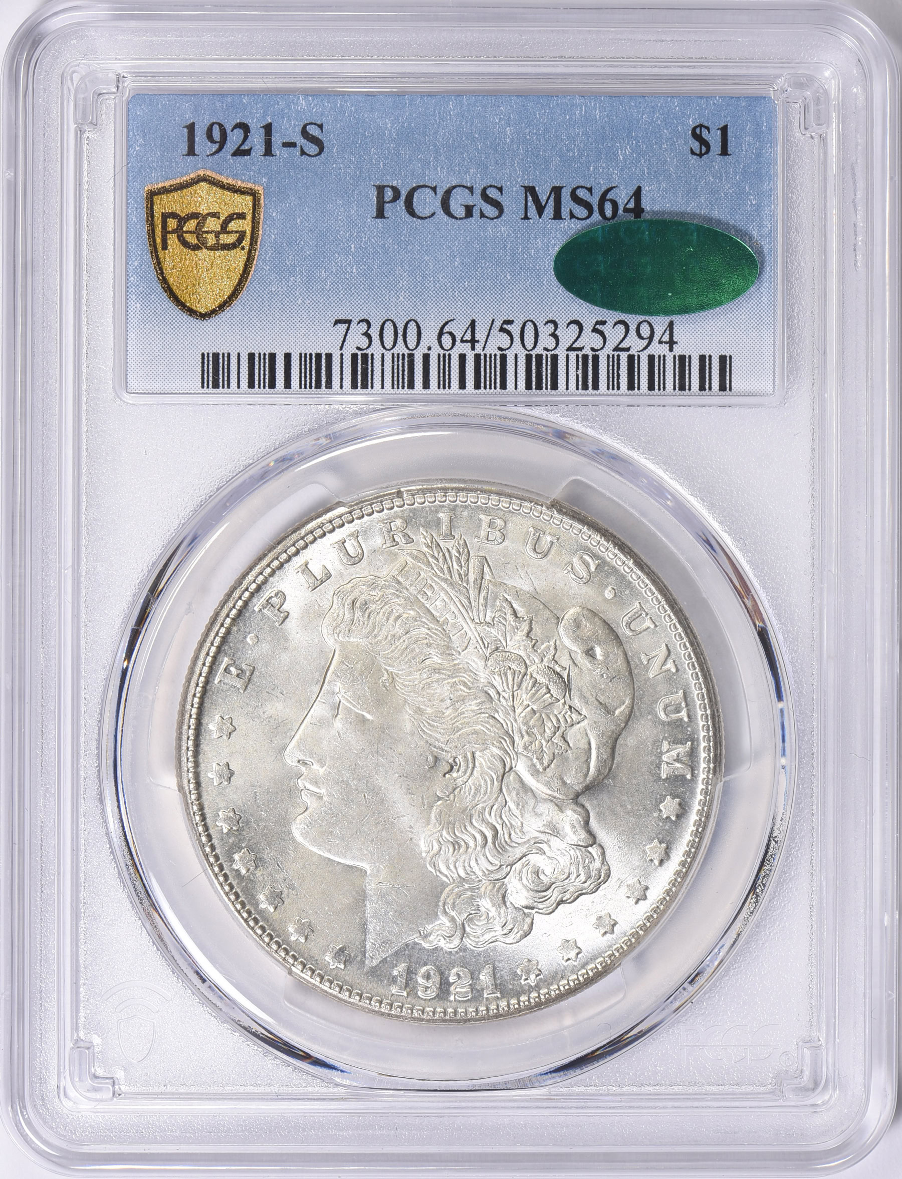 1921-S Morgan Silver Dollar PCGS MS-64 (CAC Green) (Item 1686889) | GreatCollections Coin Auctions
