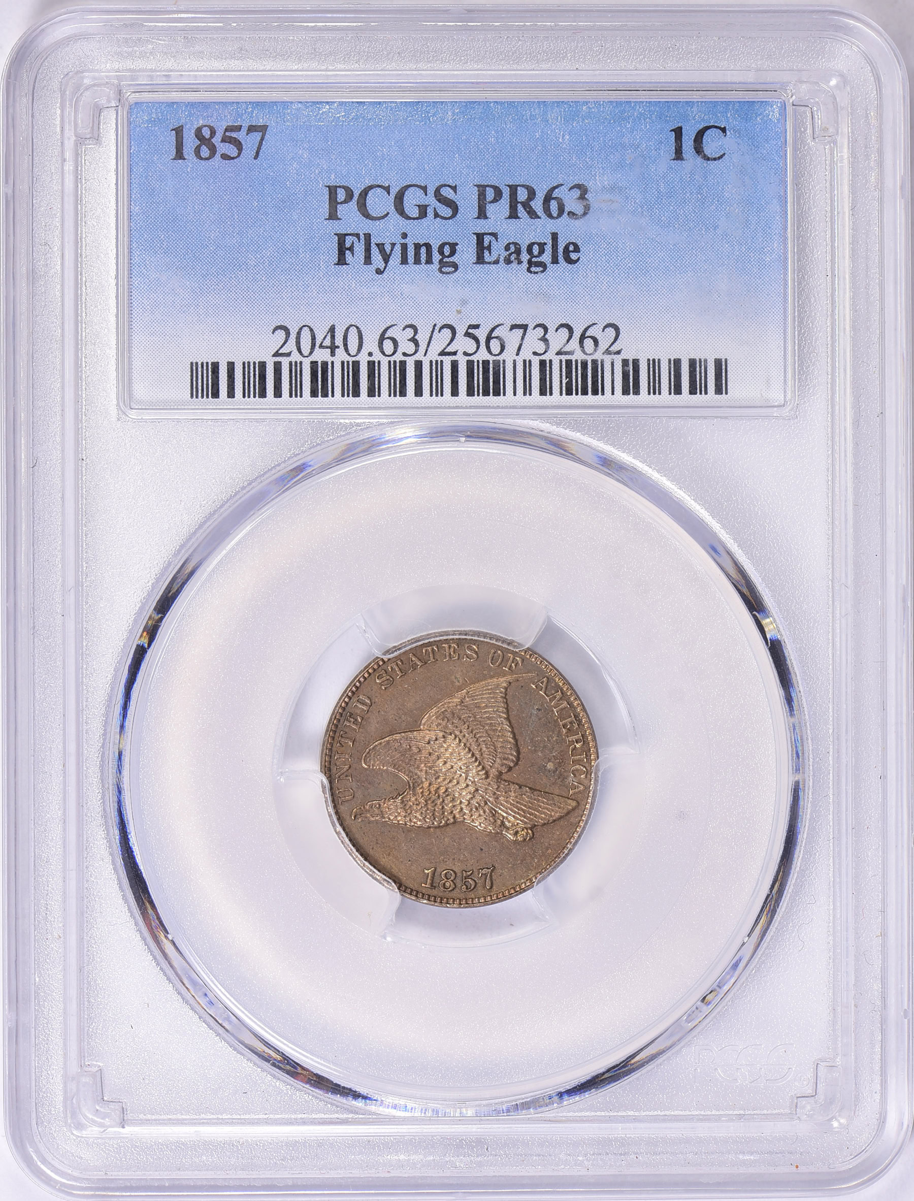 1857 Flying Eagle Cent PCGS Proof-63 (Item 1686958) | GreatCollections Coin Auctions