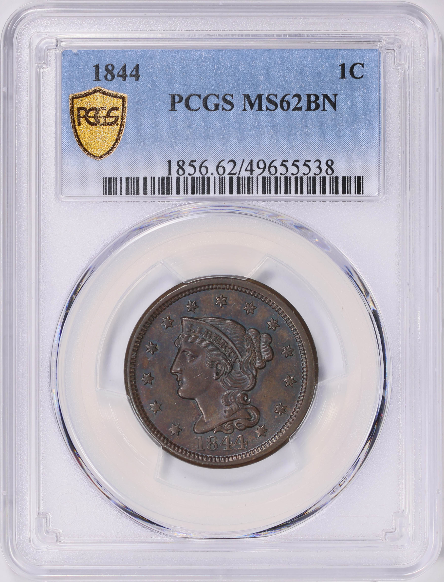 1844 Braided Hair Cent PCGS MS-62 BN (Item 1687013) | GreatCollections Coin Auctions