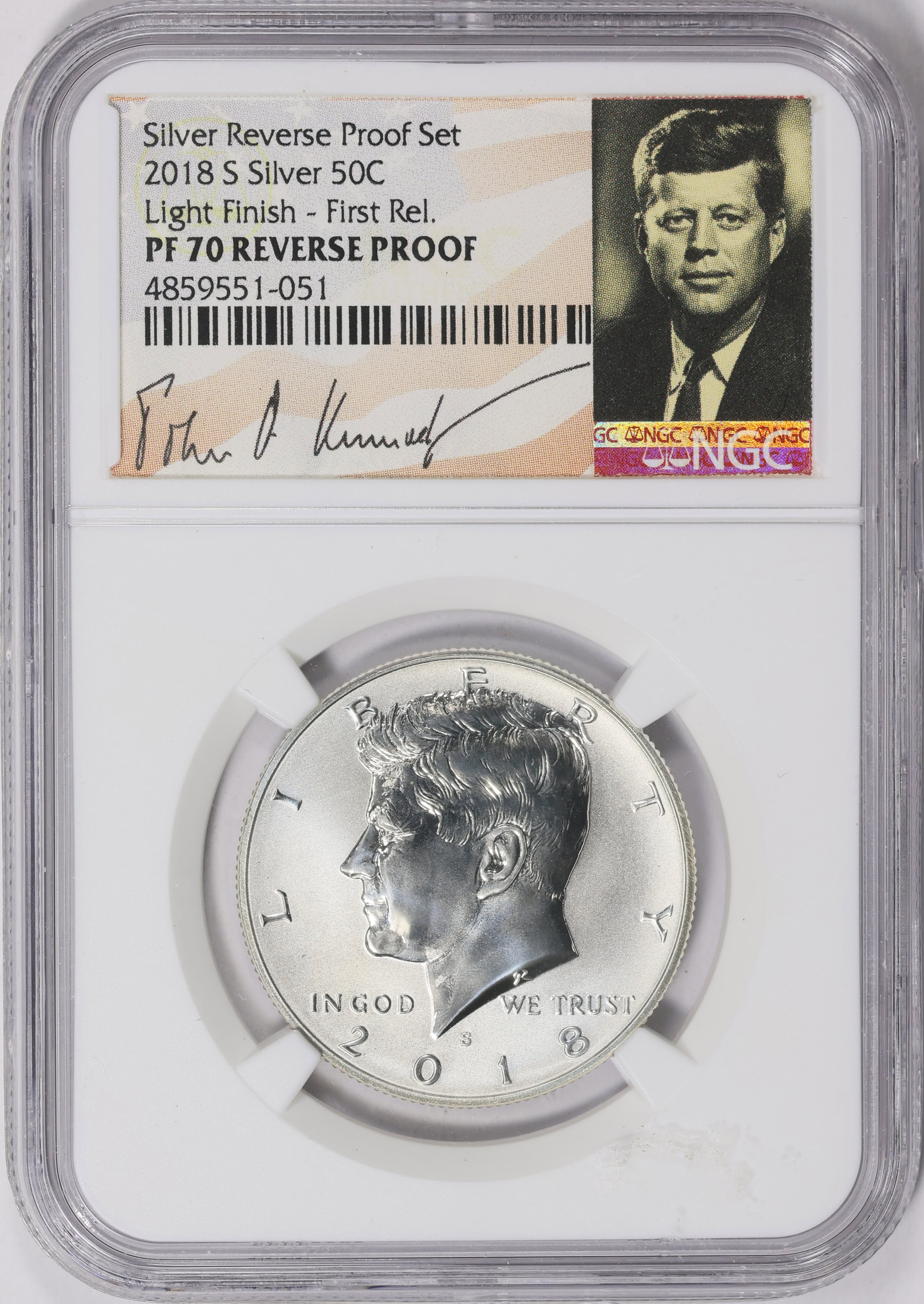 2018-S Kennedy Half Dollar Silver Reverse Proof Light Finish First Releases (From the Reverse ...