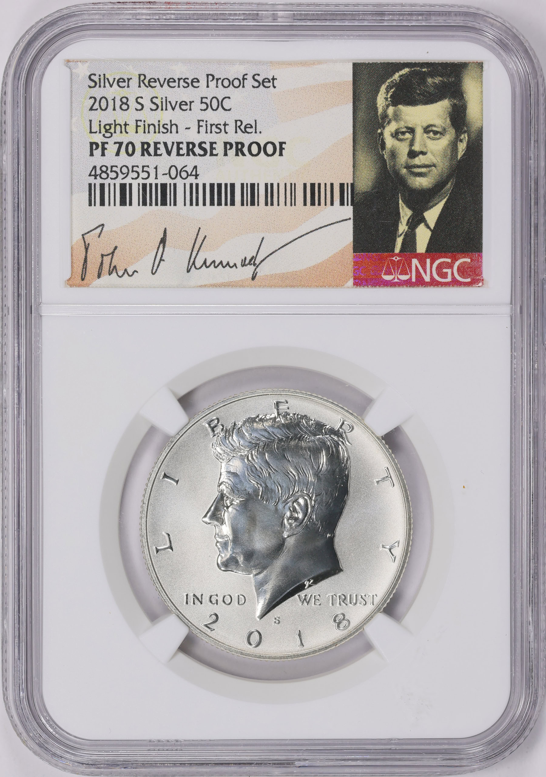 2018-S Kennedy Half Dollar Silver Reverse Proof Light Finish First Releases (From the Reverse ...