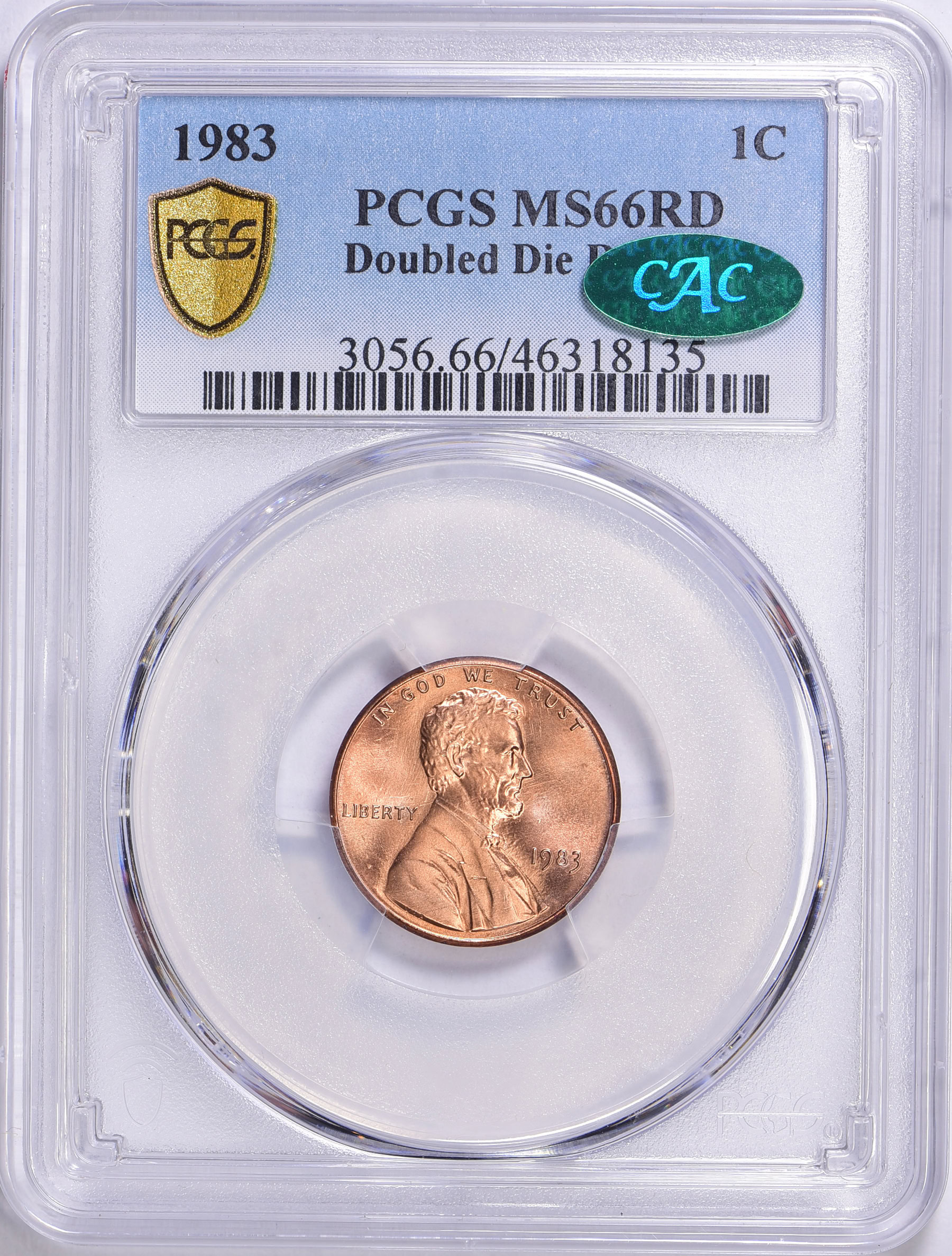 1983 Lincoln Cent Doubled Die Reverse PCGS MS-66 RD (CAC Green) (Item ...