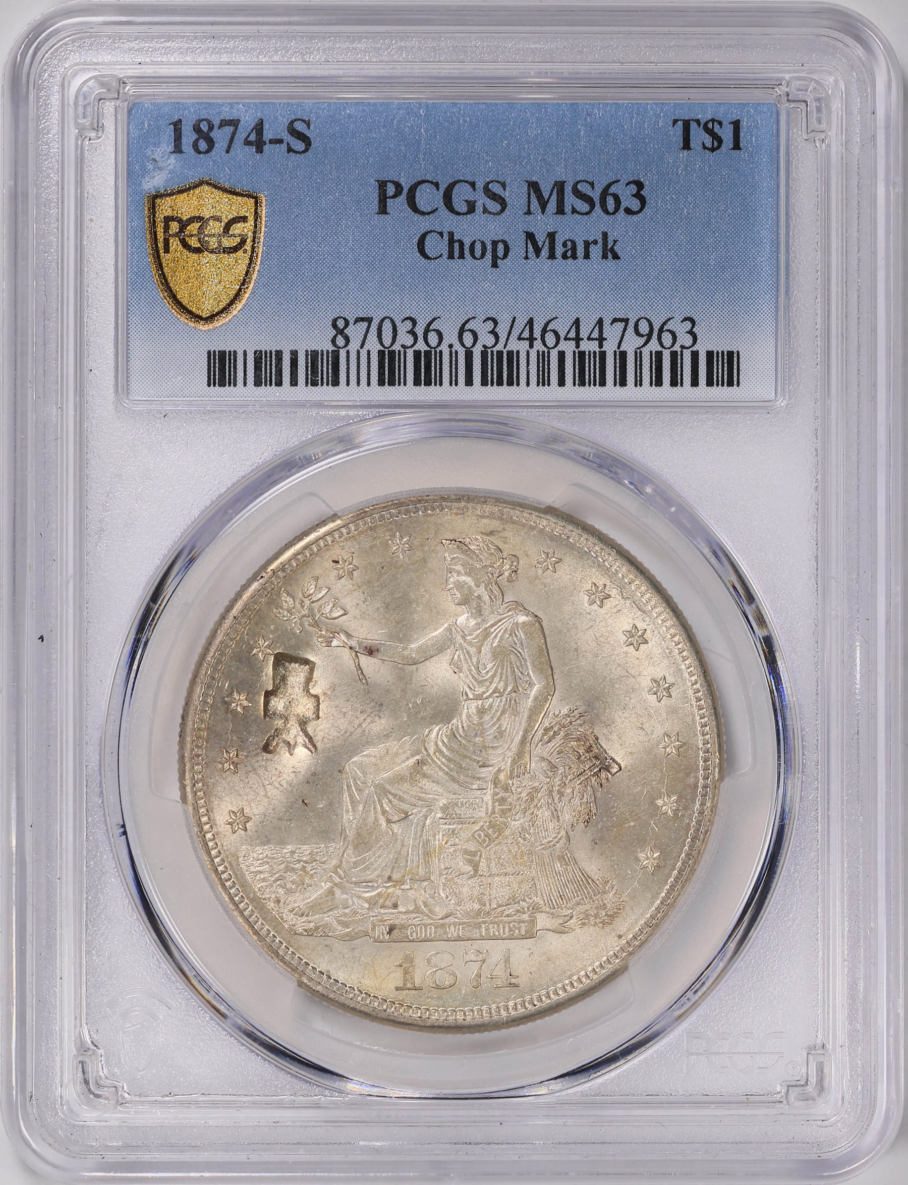 1874-S Trade Silver Dollar Chop Mark PCGS MS-63 (Item 1687128 ...