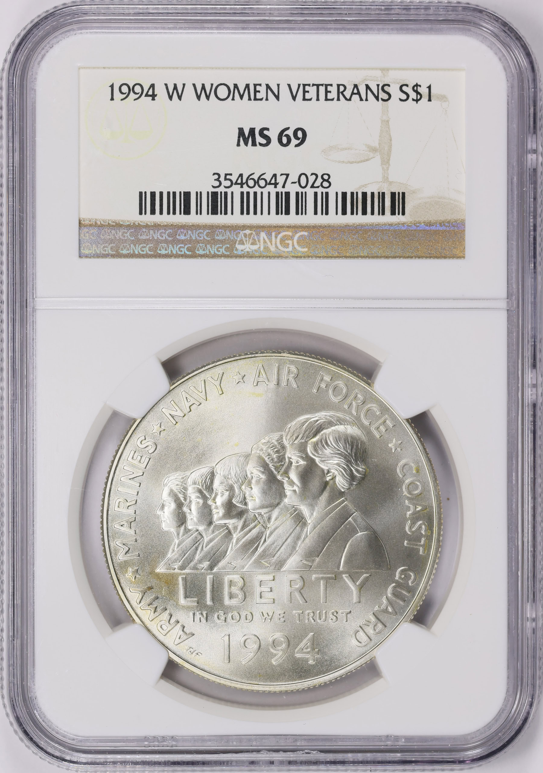 1994-W Women in Military Service Memorial Silver Dollar NGC MS-69 (Item ...
