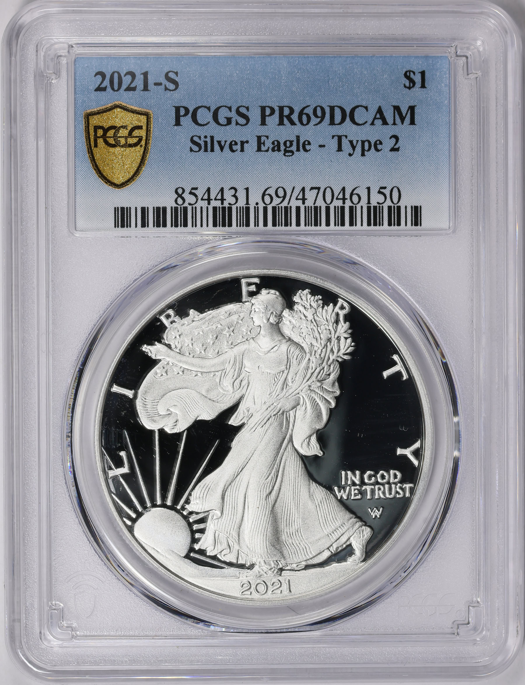 2021-S $1 Silver Eagle Type 2 PCGS Proof-69 DCAM (Item 1687201) | GreatCollections Coin Auctions