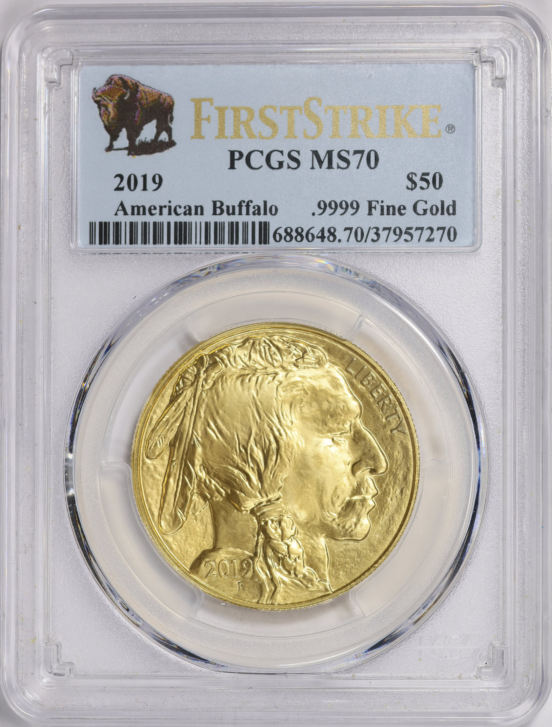 2019 $50 One-Ounce Gold American Buffalo First Strike PCGS MS-70 (Item 1687329 ...