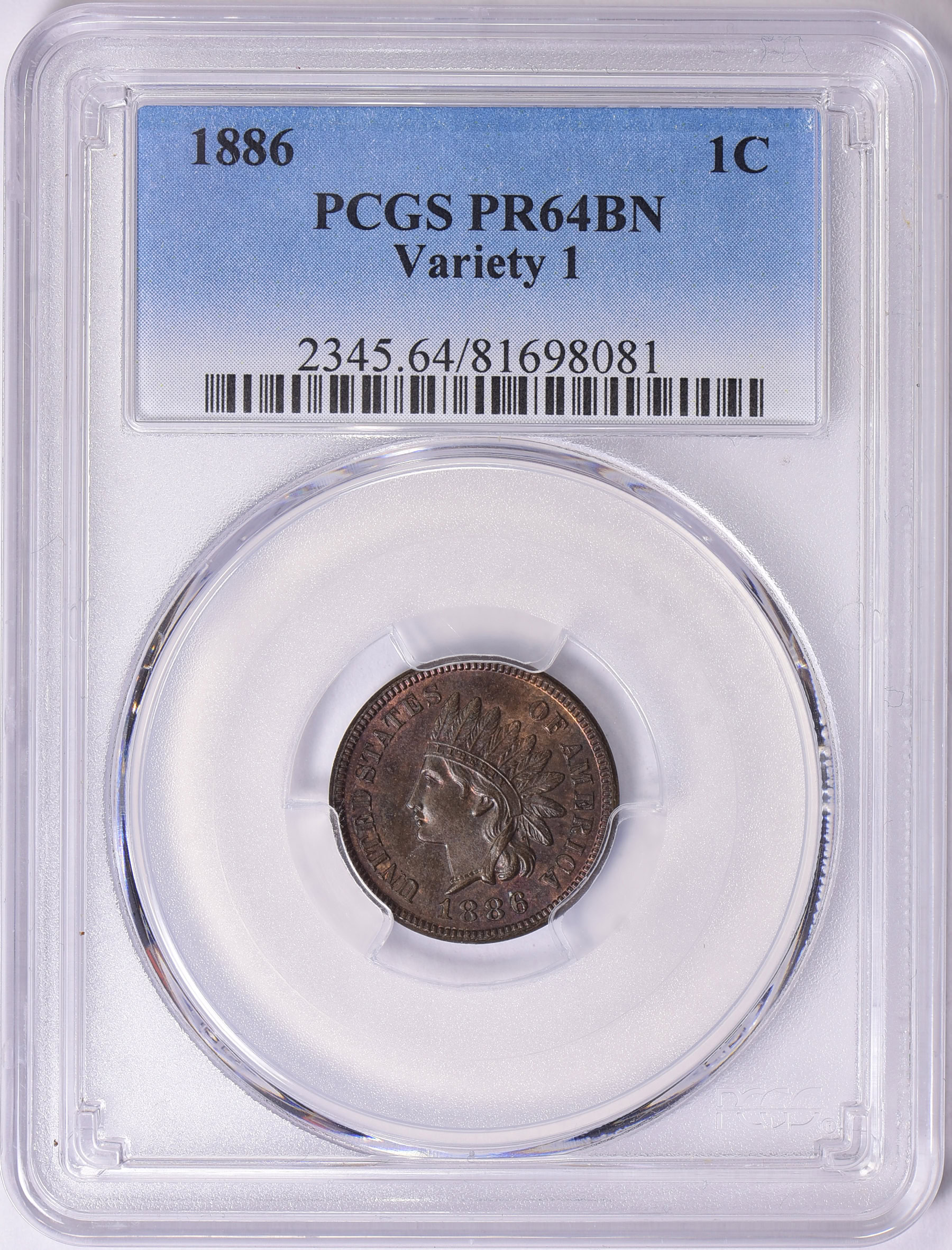 1886 Indian Cent Variety 1 PCGS Proof-64 BN (Item 1687339) | GreatCollections Coin Auctions