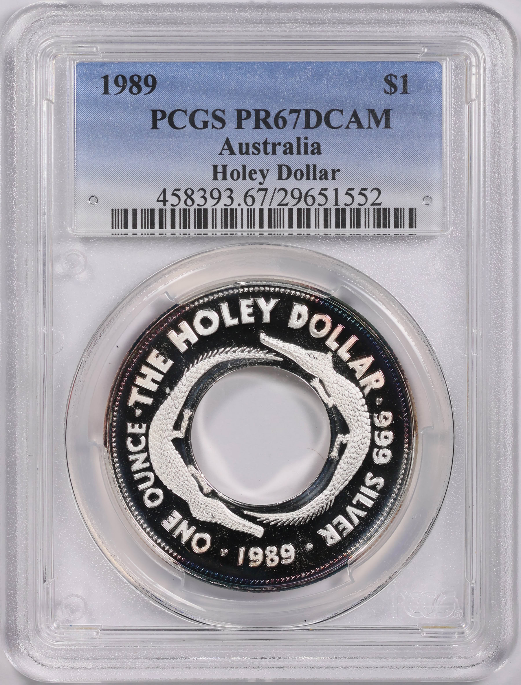 Australia 1989 Silver Dollar Holey Dollar KM-131 PCGS Proof-67 DCAM ...