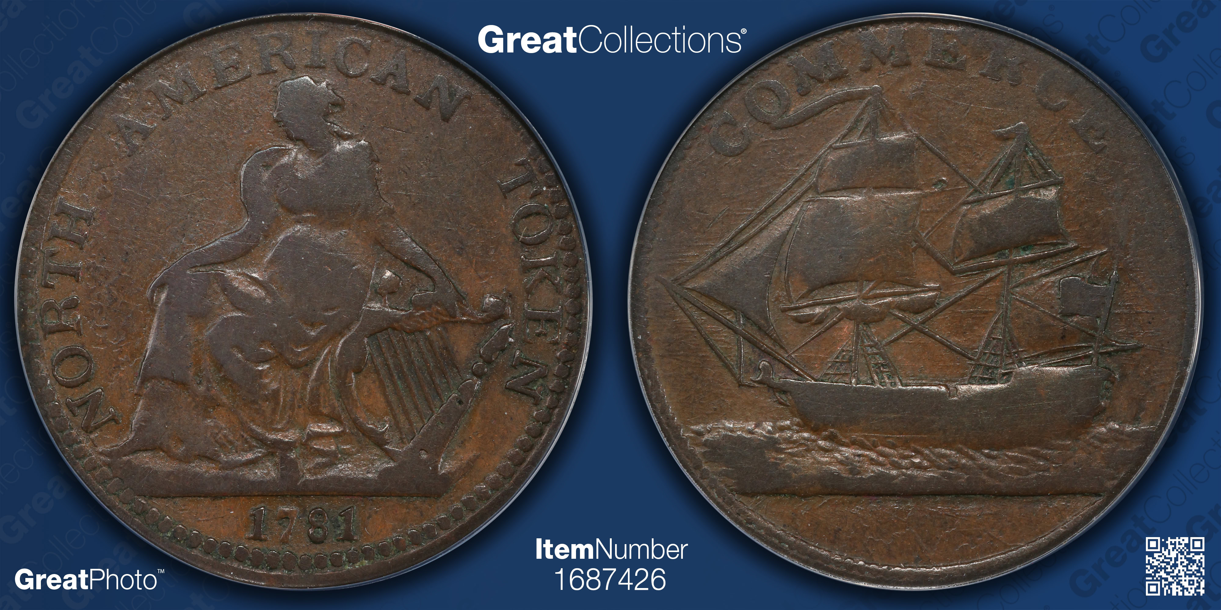 1781 North American Token ANACS F-12 BN (Item 1687426 ...