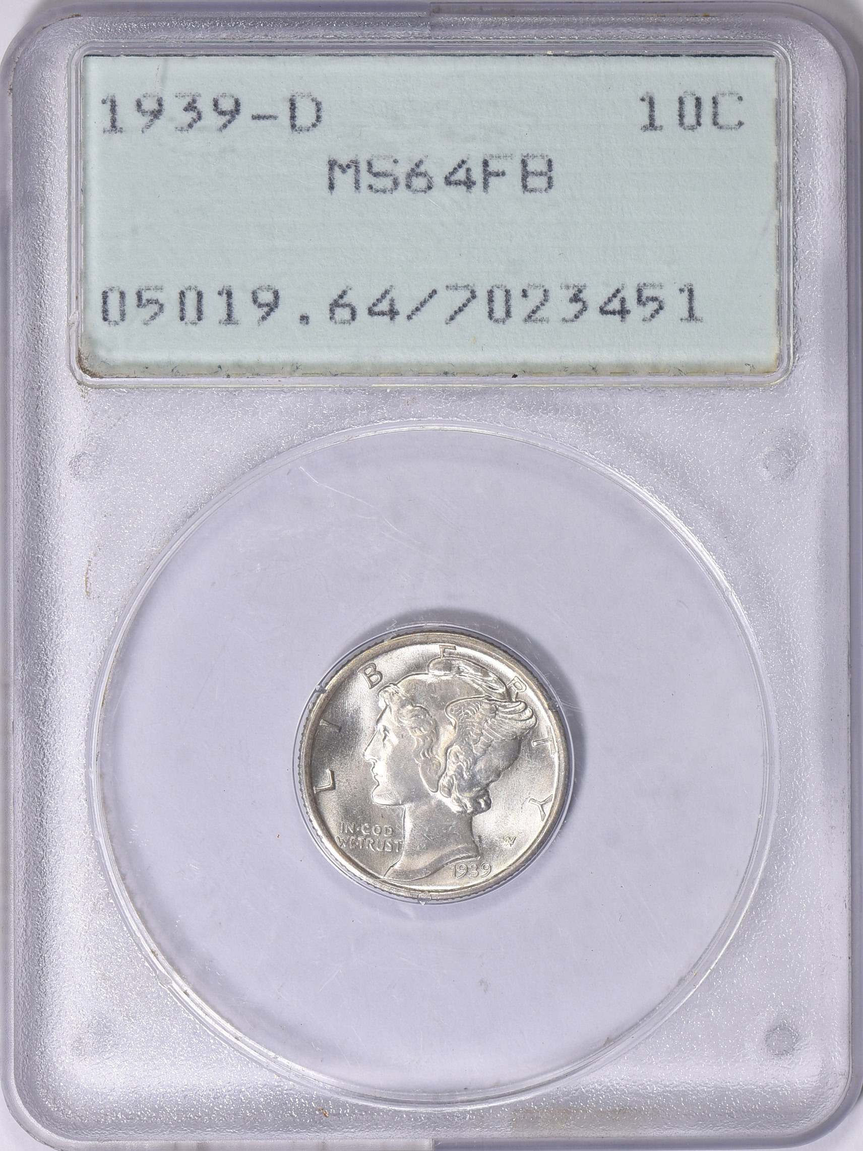 1939-D Mercury Dime PCGS MS-64 FB OGH (1st Gen) (Item 1687447) | GreatCollections Coin Auctions
