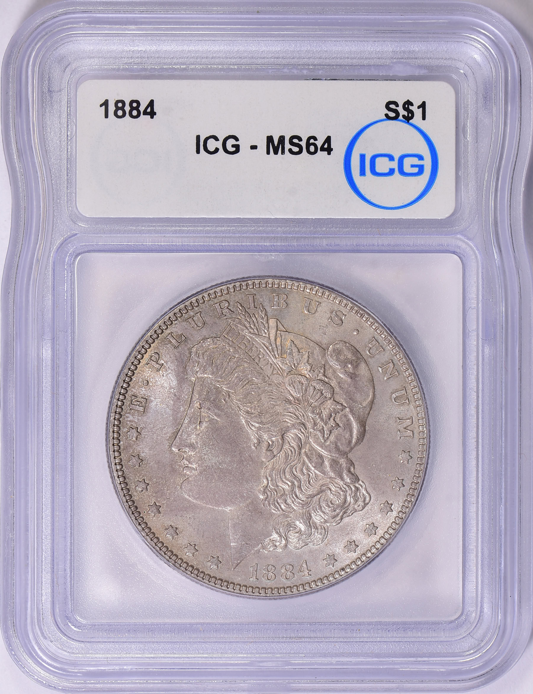 1884 Morgan Silver Dollar ICG MS-64 (Toned) (Item 1687490) | GreatCollections Coin Auctions
