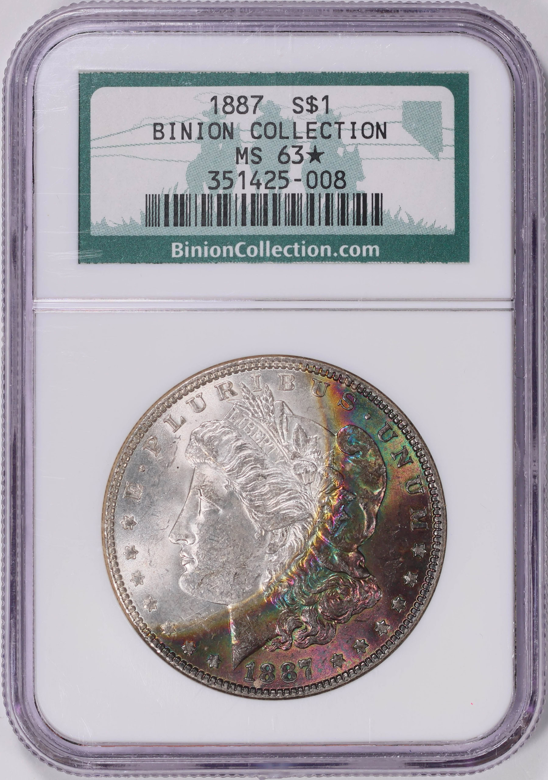 1887 Morgan Silver Dollar NGC MS-63 ★ (Toned) (Binion Collection) (Item 1687654 ...