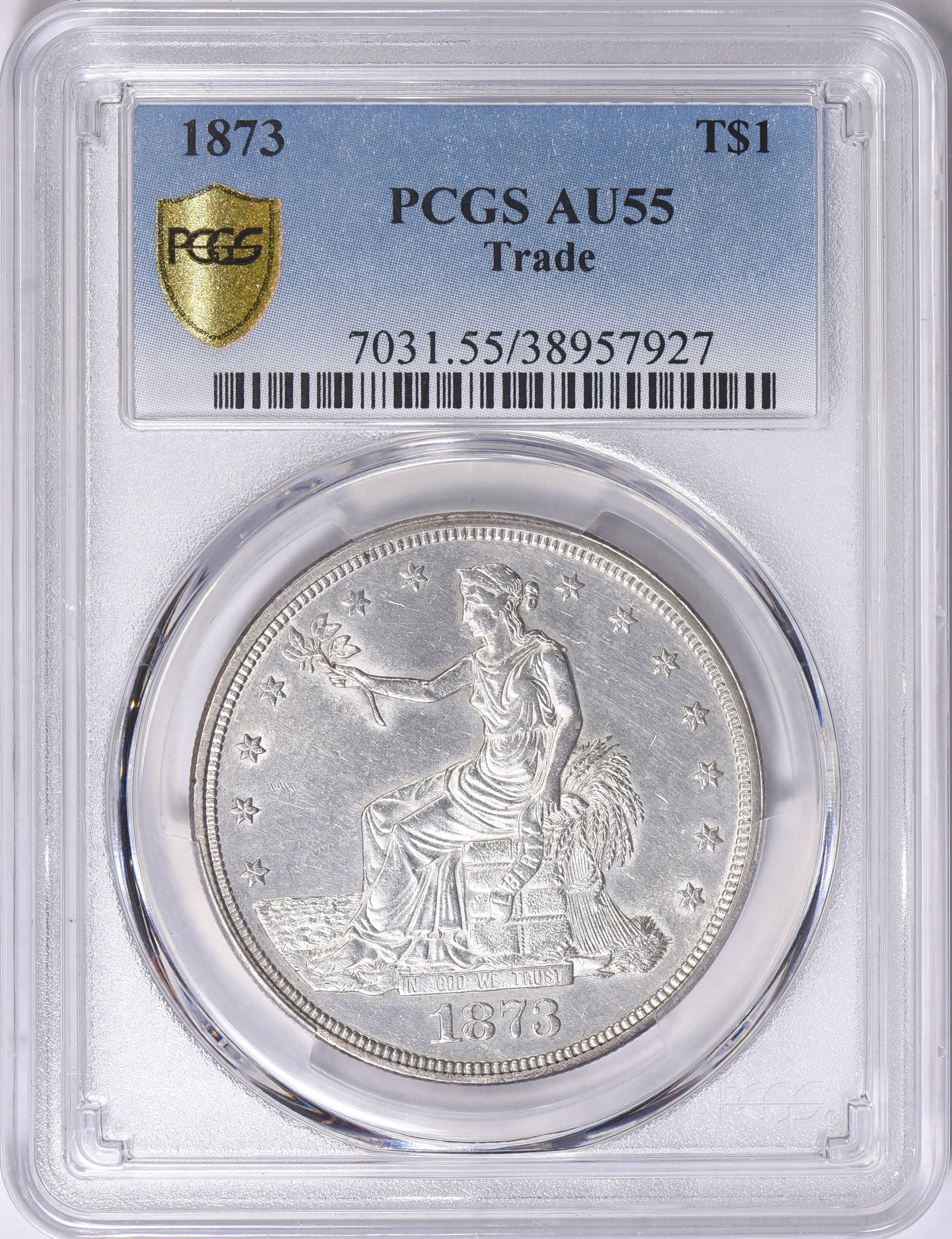 1873 Trade Silver Dollar PCGS AU-55 (Item 1687769) | GreatCollections ...