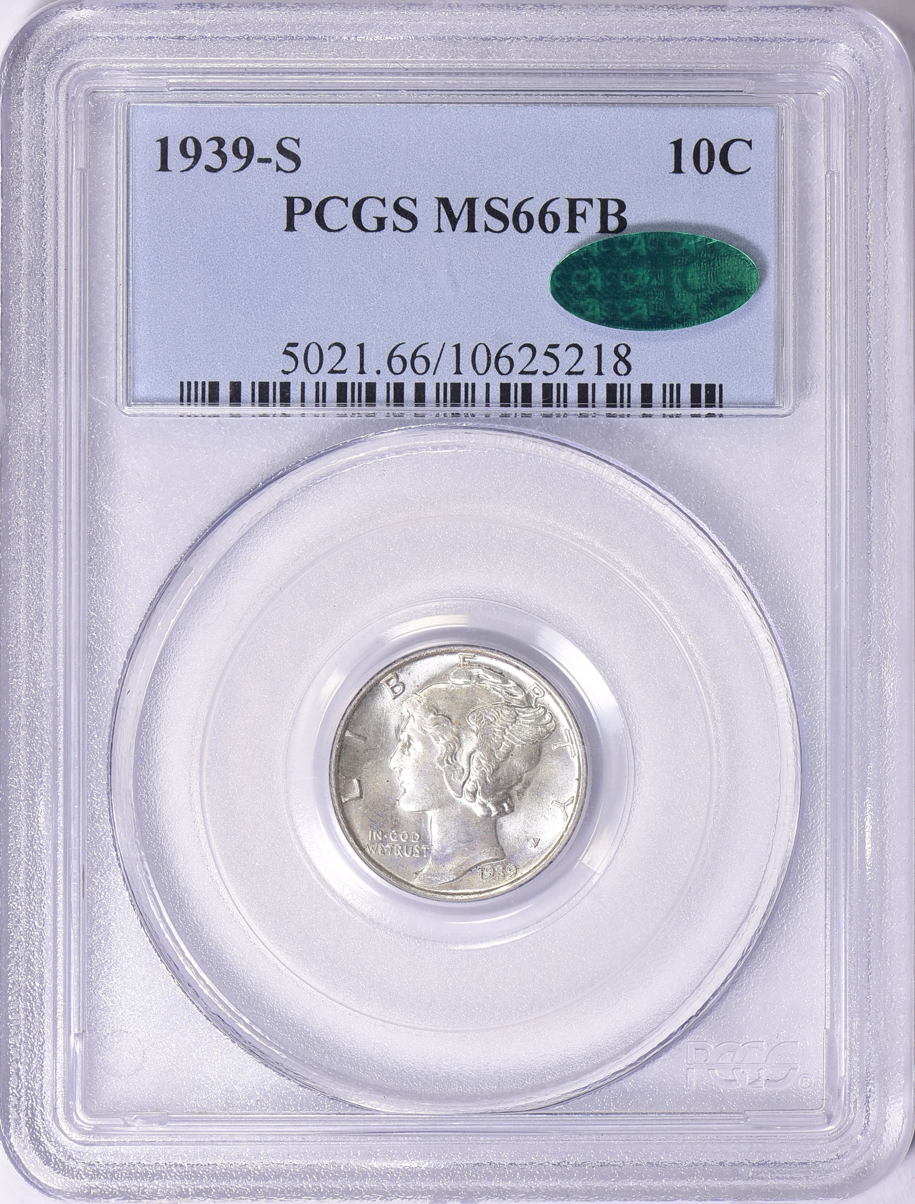 1939-S Mercury Dime PCGS MS-66 FB (CAC Green) (Item 1687824) | GreatCollections Coin Auctions