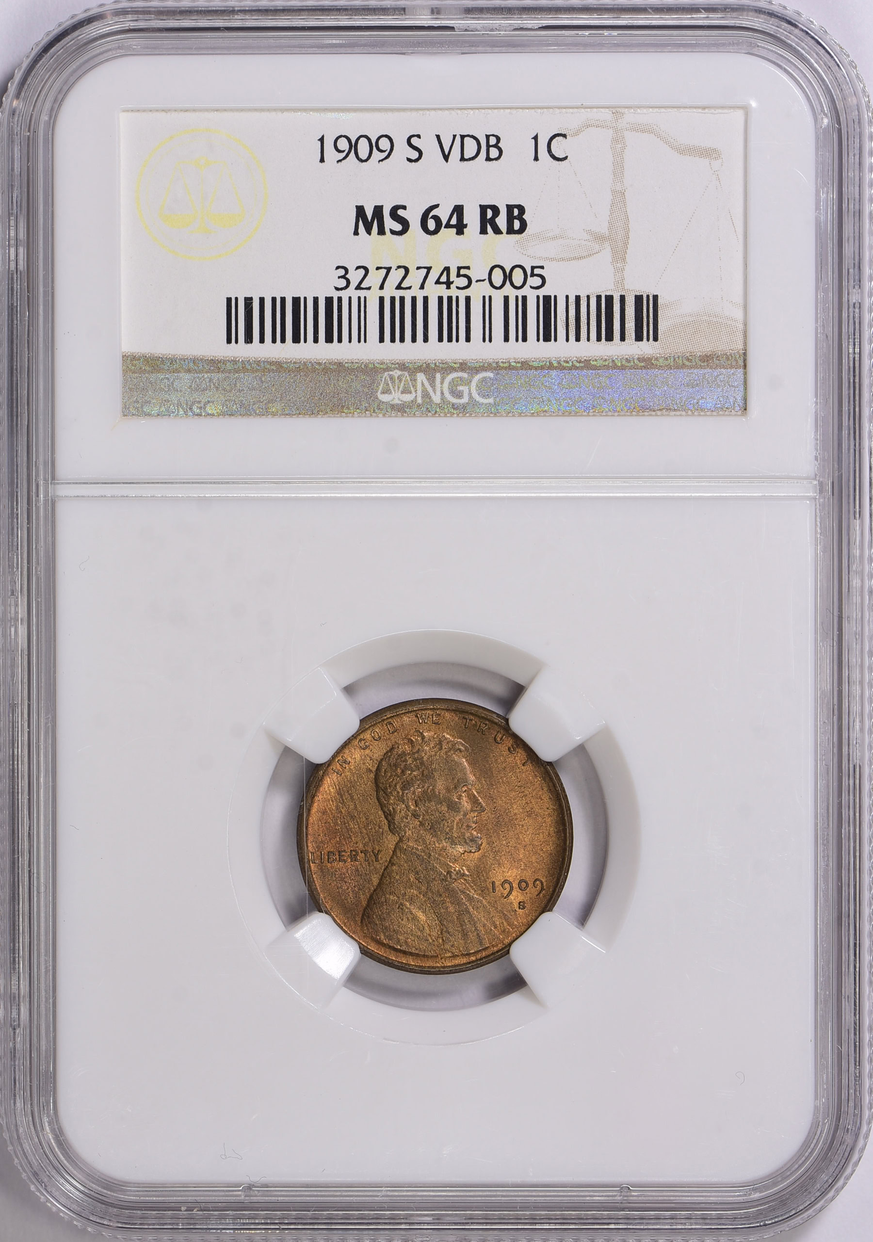 1909-S Lincoln Cent V.D.B. NGC MS-64 RB (Item 1688031 ...