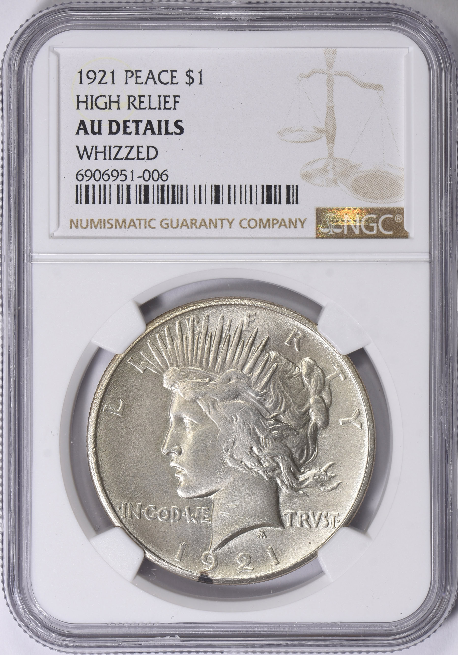 1921 Peace Silver Dollar High Relief NGC AU Details (Item 1688120 ...