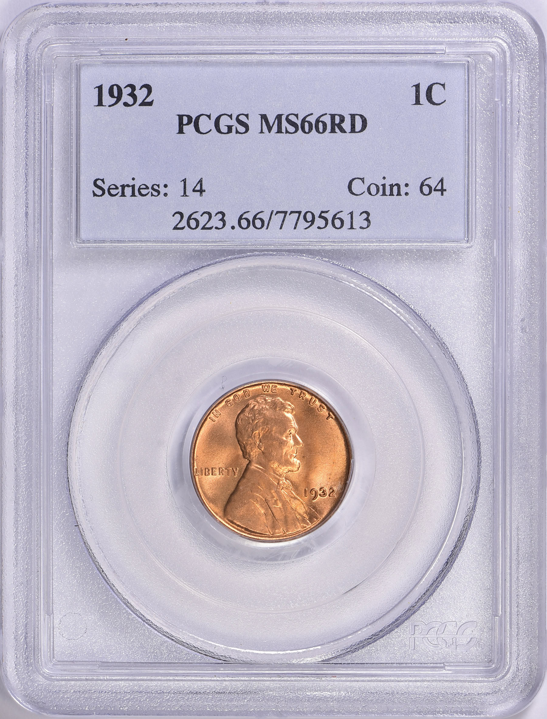 1932 Lincoln Cent PCGS MS-66 RD (Item 1688203) | GreatCollections Coin Auctions