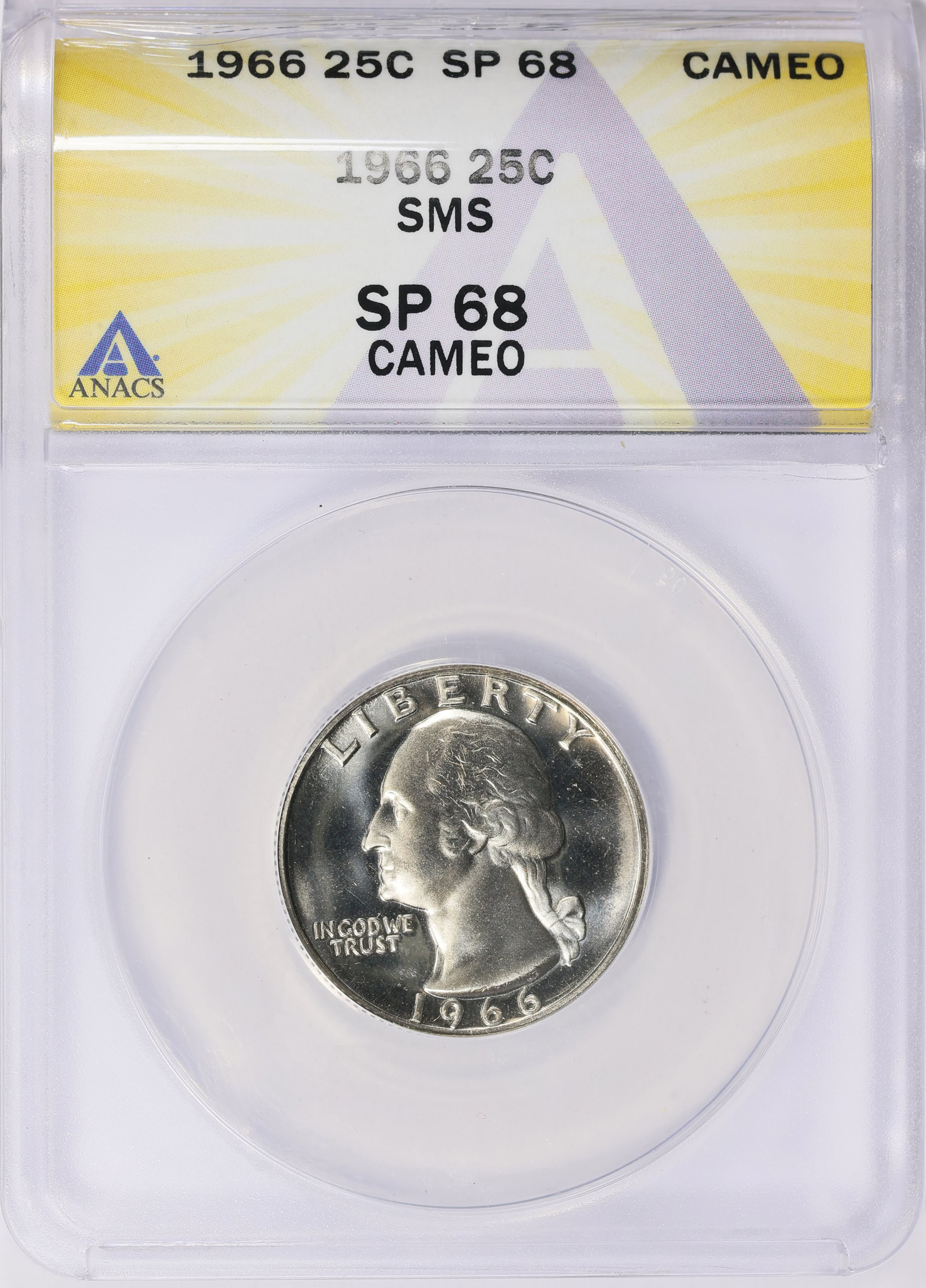 1966 Washington Quarter SMS ANACS SP-68 CAMEO (Item 1688265 ...